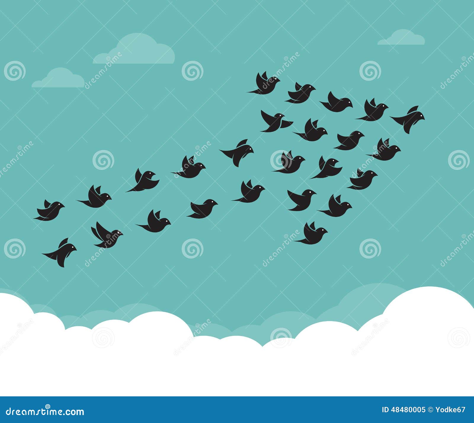 Flock of Birds Flying in the Sky in an Arrow Stock Vector ...