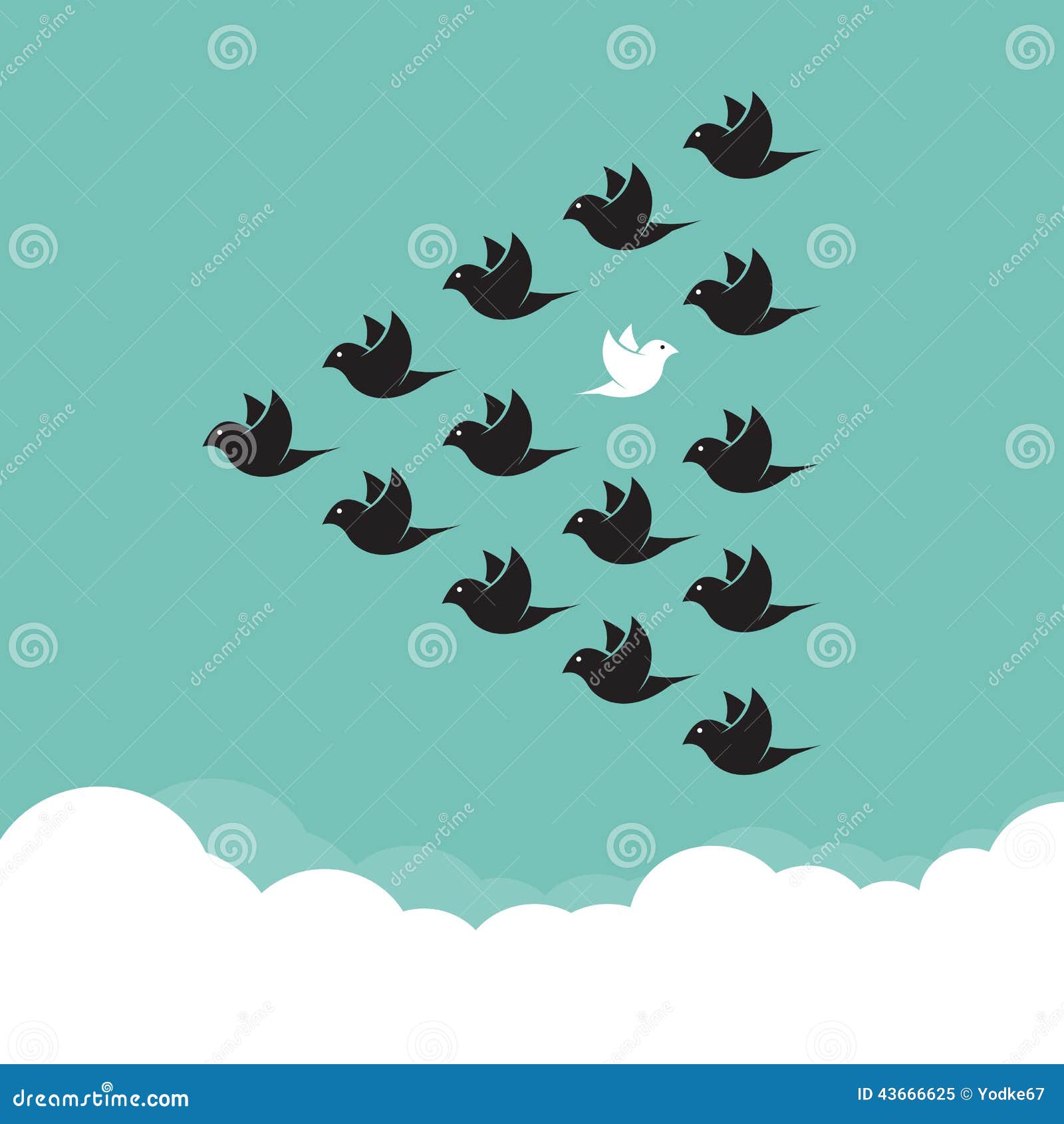 Flock of Birds Flying in the Sky Stock Vector - Illustration of bird ...
