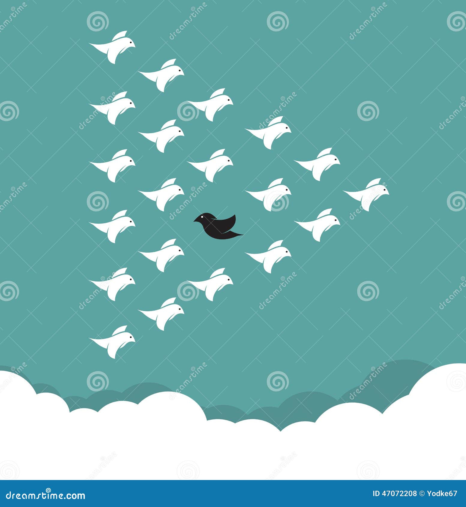Flock of Birds Flying in the Sky, Stock Vector - Illustration of animal ...