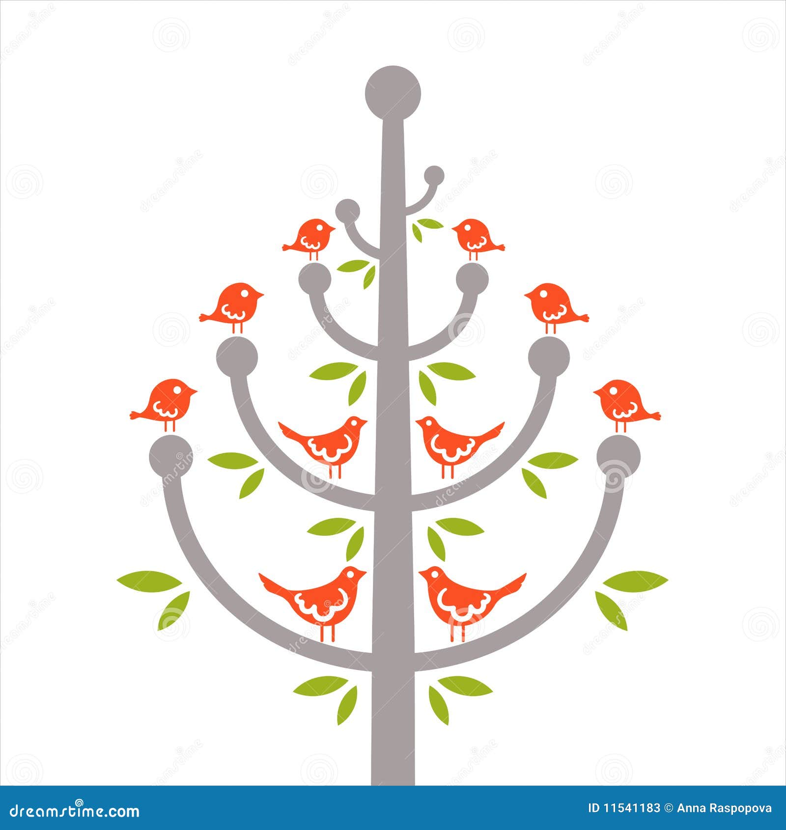 Flock Of Birds On A Tree Cartoon Vector | CartoonDealer.com #11541183