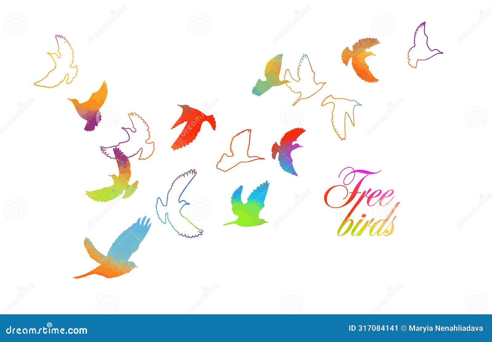 A Flock of Colored Birds. Not AI, Vector Illustration Stock ...