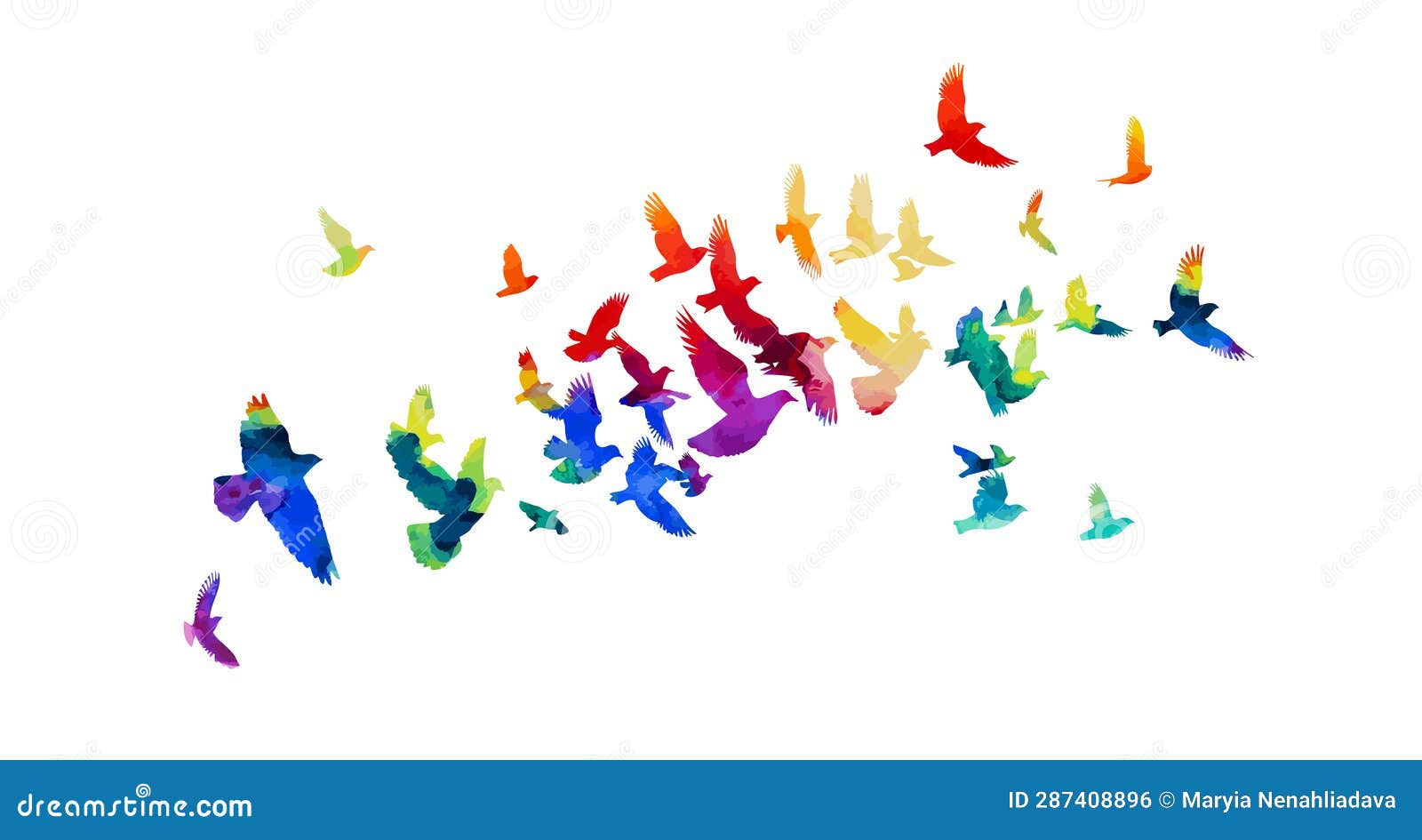 A Flock of Colored Birds. Vector Illustration Stock Illustration ...