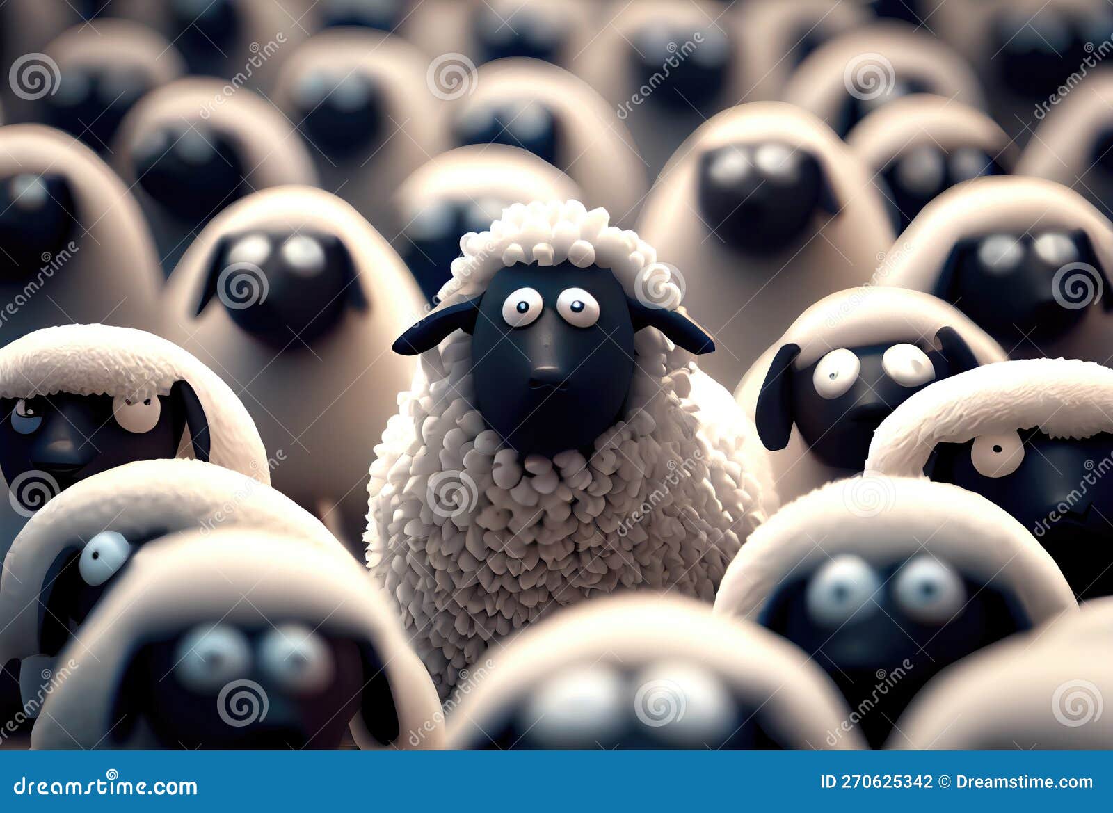 Flock of Cute White Sheep in Farm Generative AI Stock Illustration ...