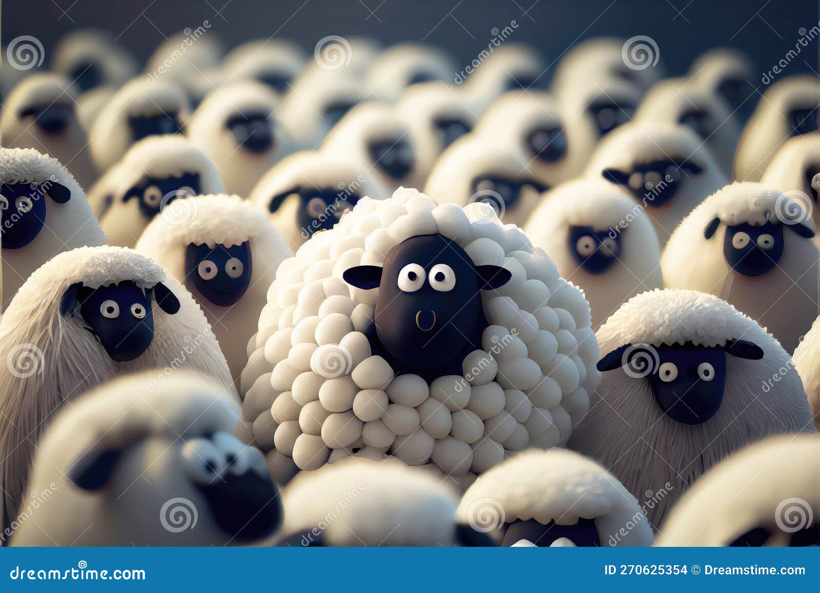 Flock of Cute White Sheep in Farm Generative AI Stock Illustration ...