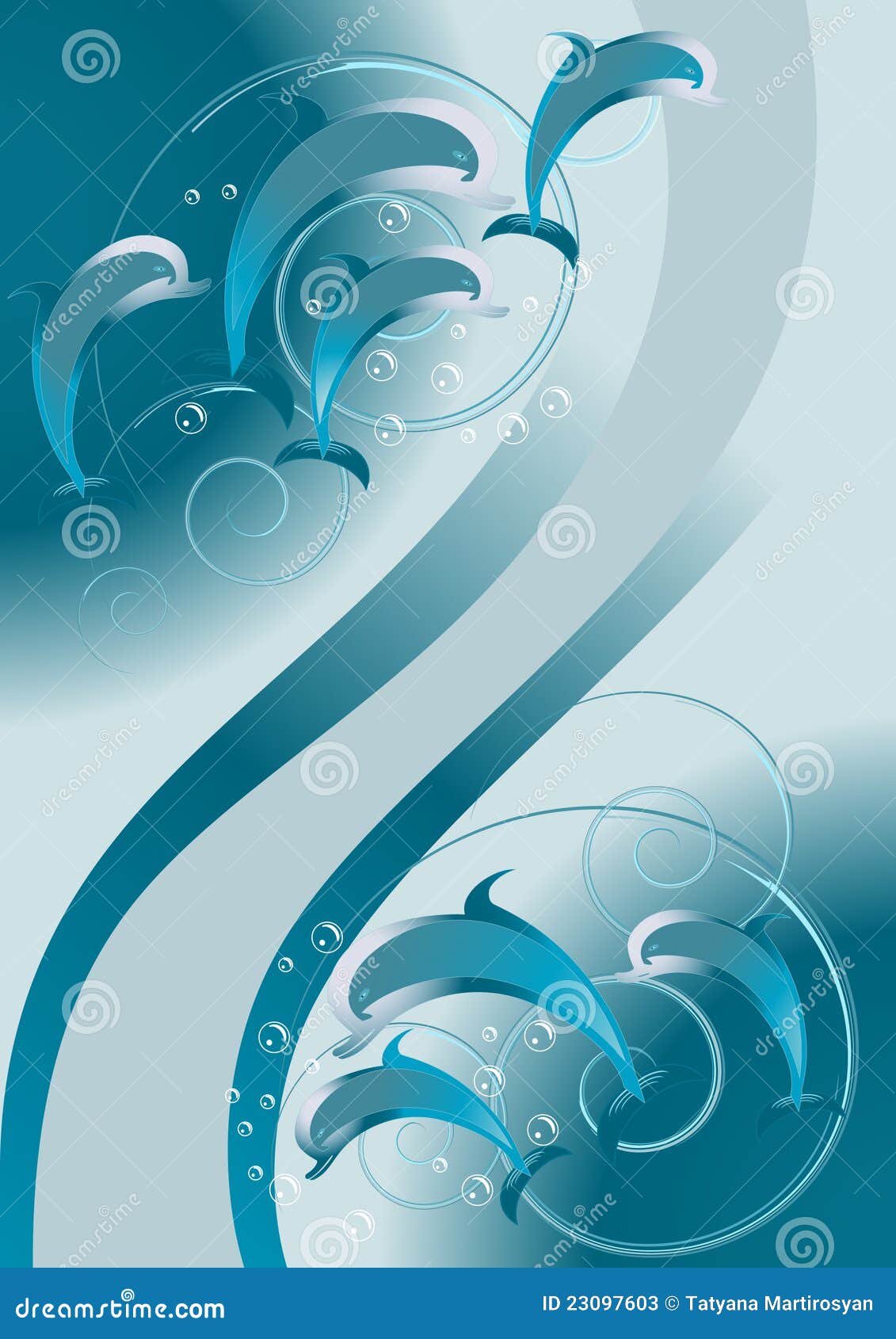 A Flock of Dolphins Swimming in the Sea. Banner. Stock Vector ...