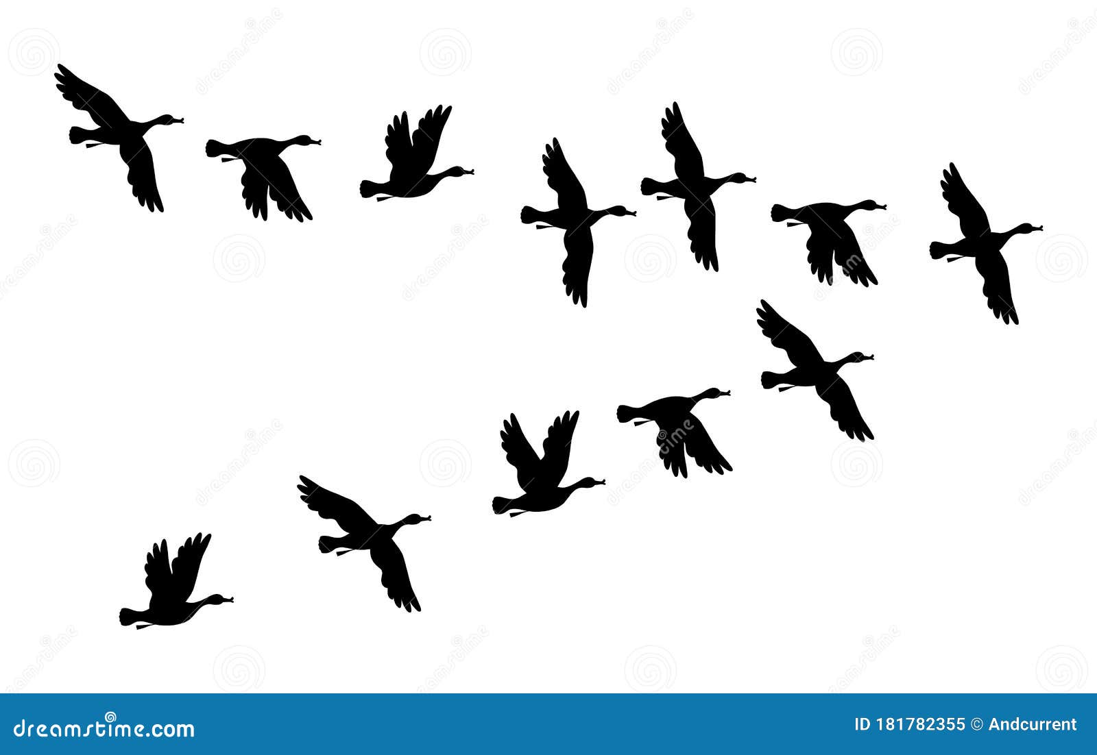 Flock of Duck Birds. Vector Silhouette Image Stock Vector ...
