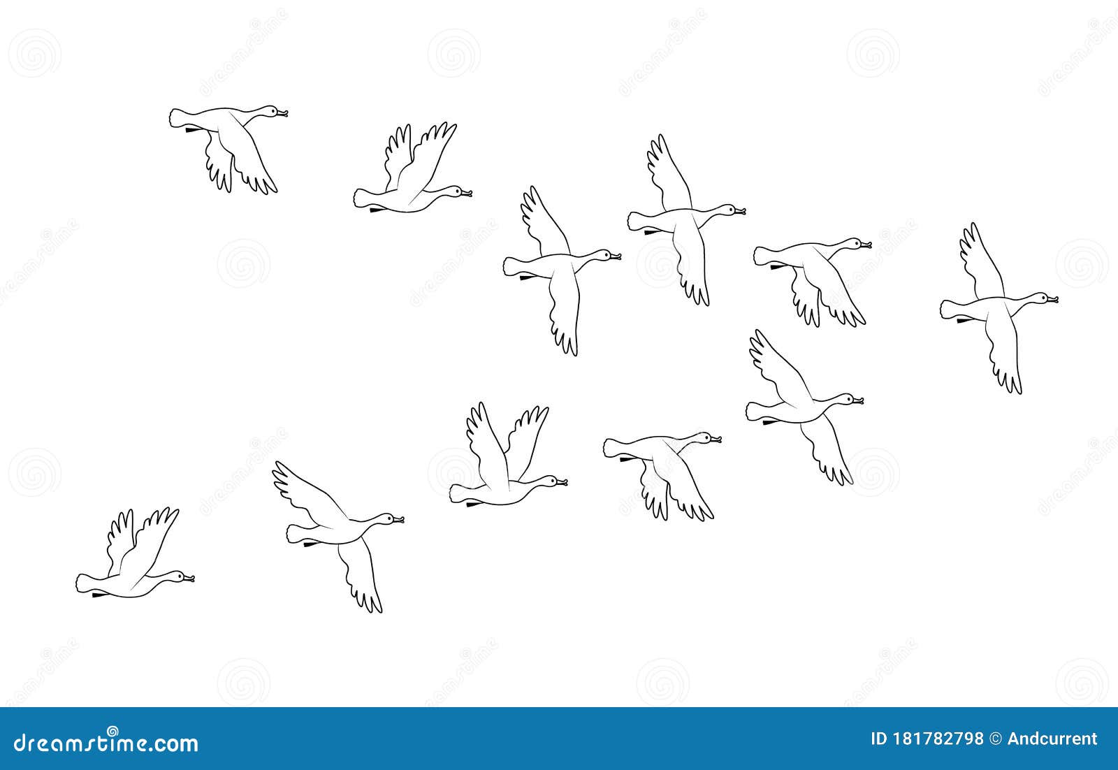 Flock of Duck Birds. Vector Silhouette Image Stock Vector ...