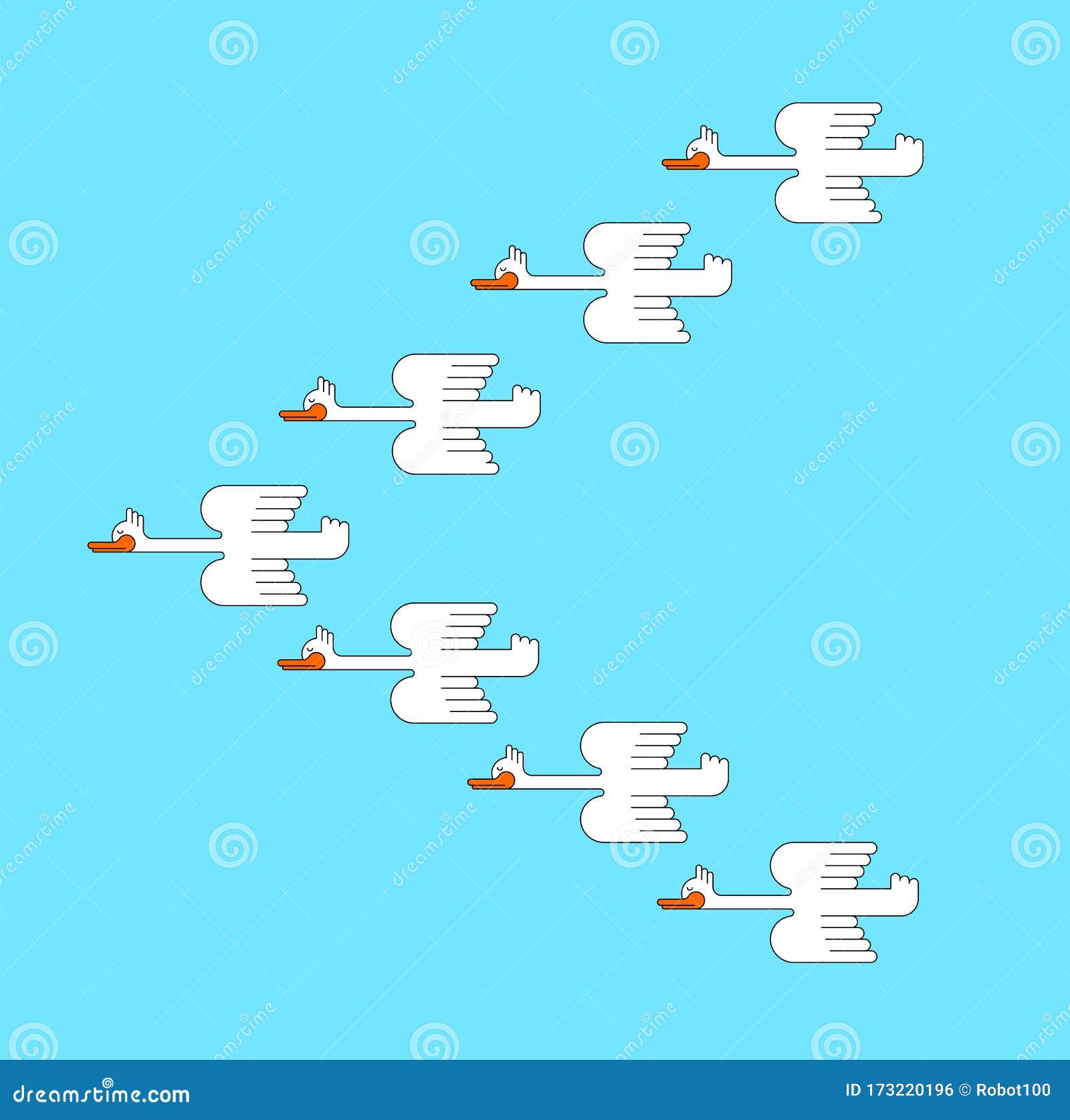 A Flock Of Ducks. A Cartoon Flock Of Birds. Vector Illustration Of ... A Flock Of Ducks. A Cartoon Flock Of Birds. Vector Illustration Of ...