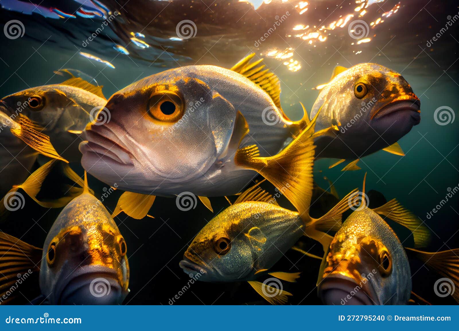 Flock of Fish Looking Straight at the Camera. AI Generated Stock ...