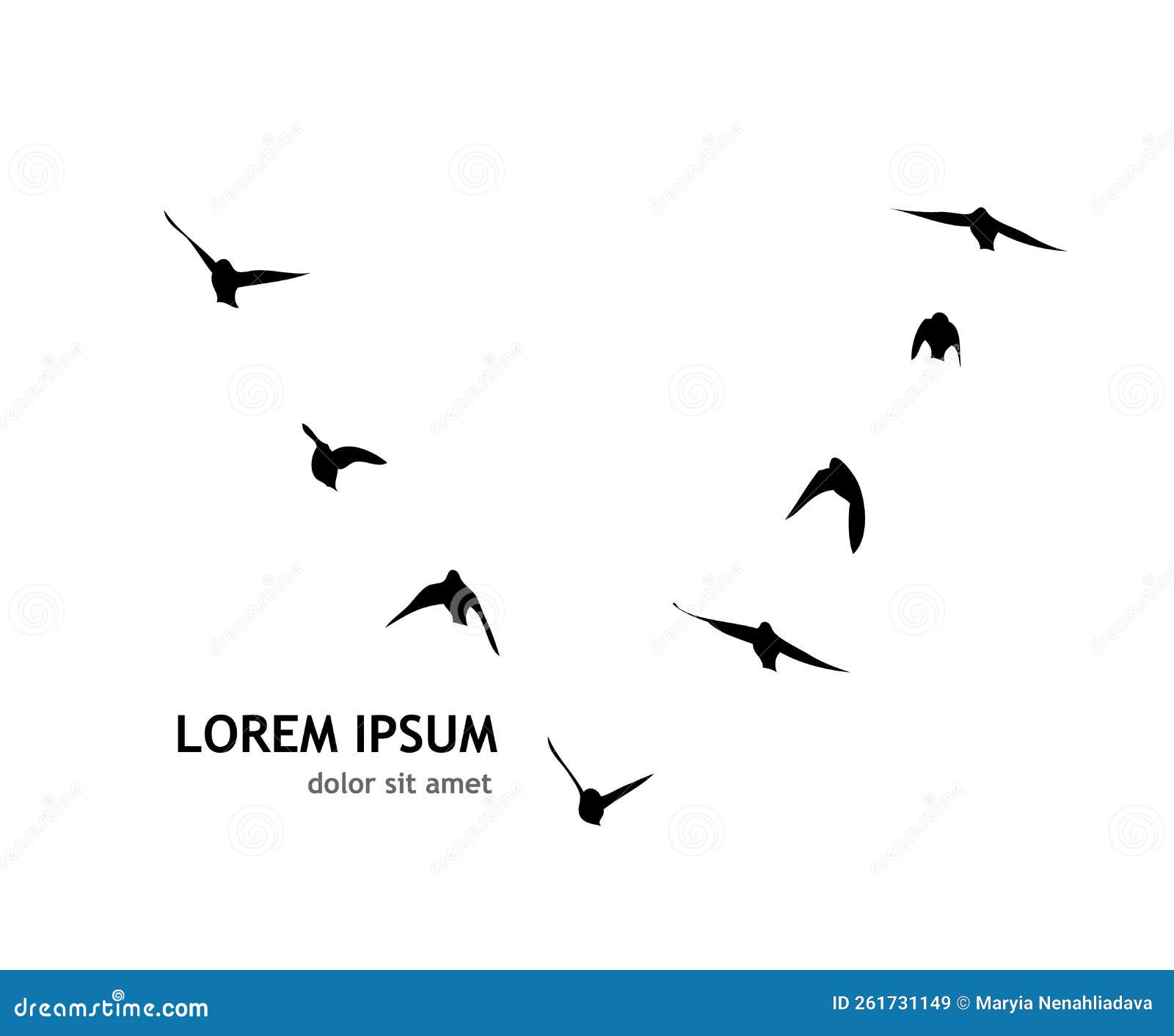 A Flock of Flying Birds. Free Birds Logo. Vector Illustration Stock ...