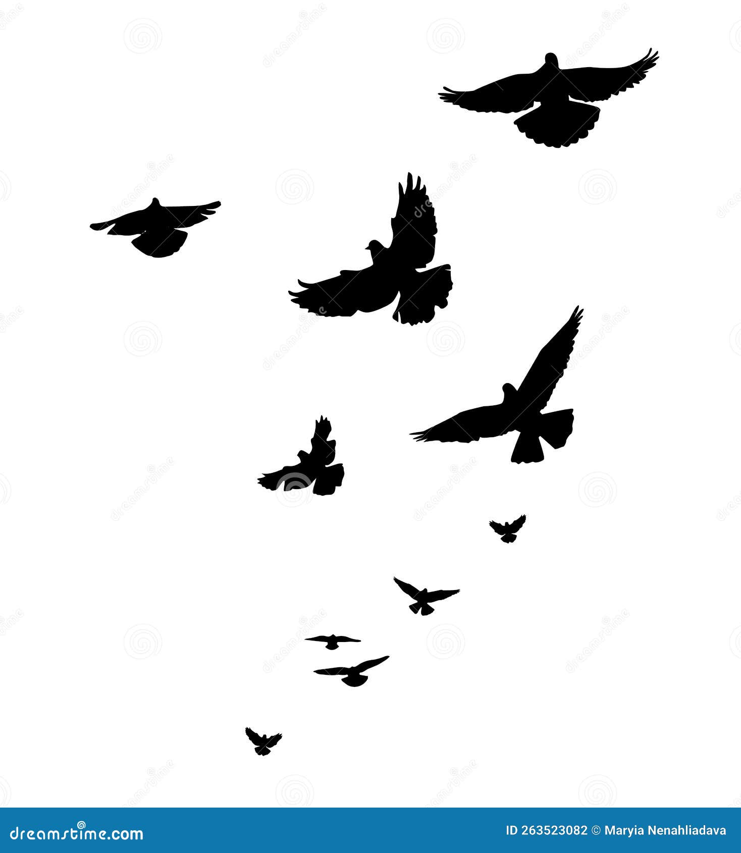 A Flock of Flying Birds. Free Birds. Vector Illustration Stock ...