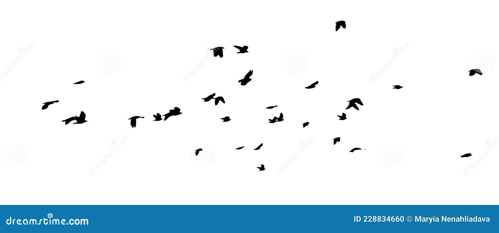 A Flock of Flying Birds. a Large Flock of Flying Crows. Vector ...