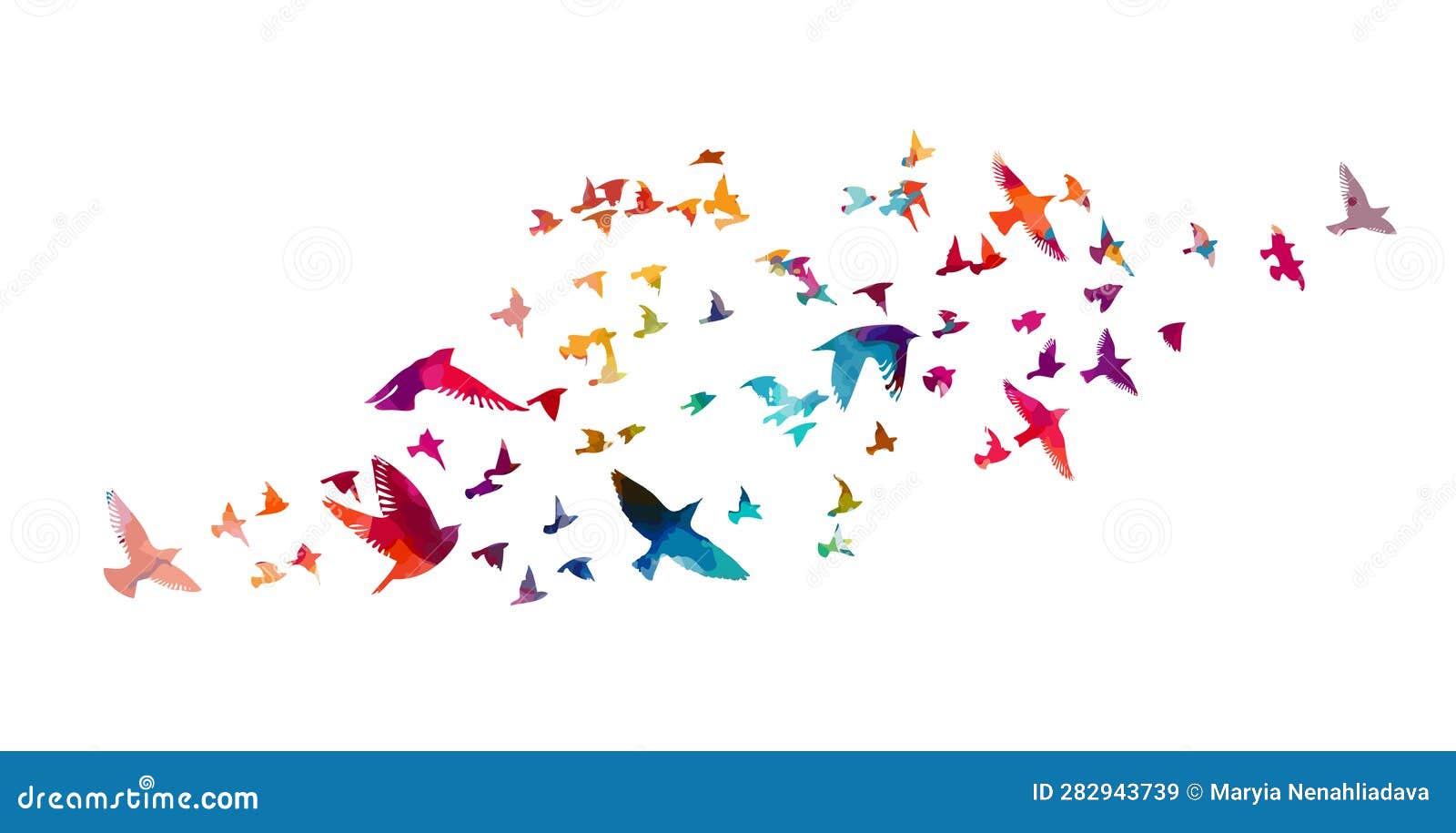 A Flock of Flying Colored Birds. Vector Illustration Stock Vector ...