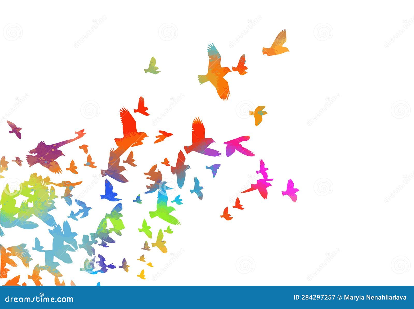 A Flock of Flying Colored Birds. Vector Illustration Stock Illustration ...
