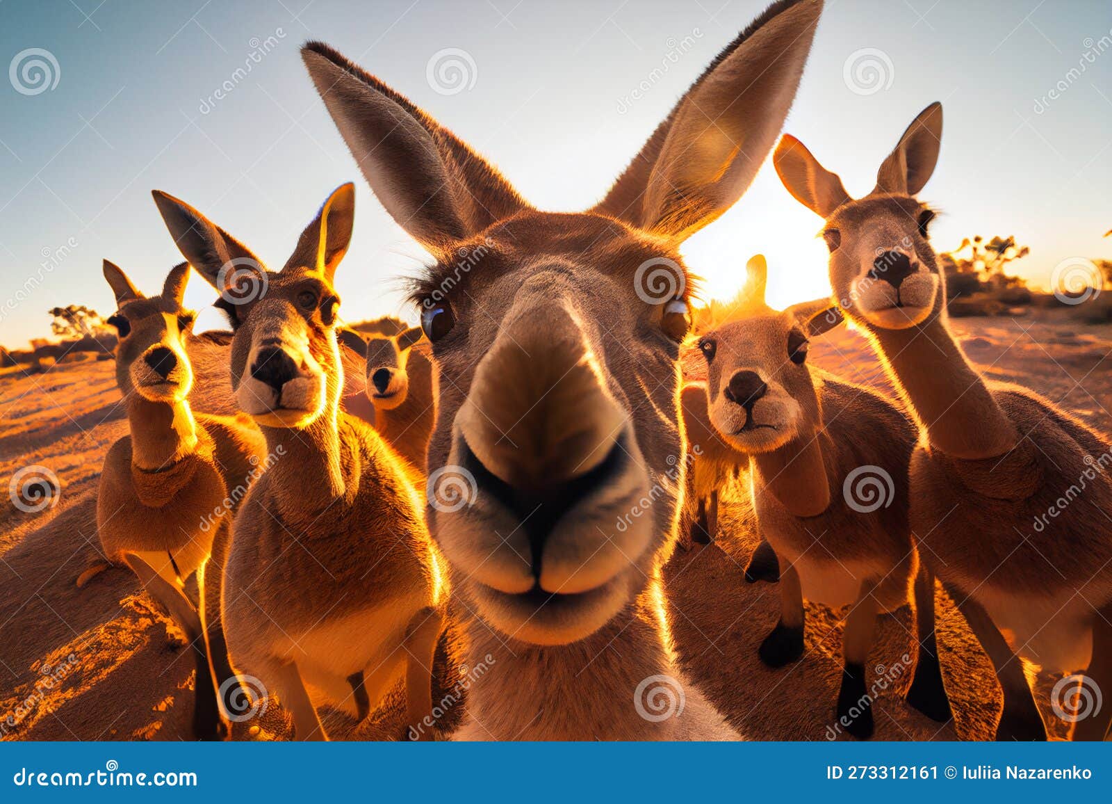 A Flock of Kangaroos Taking a Selfie. AI Generated Stock Illustration ...