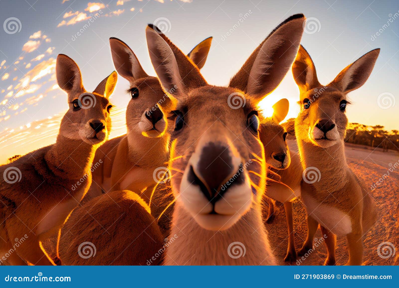 A Flock of Kangaroos Taking a Selfie. AI Generated Stock Illustration ...