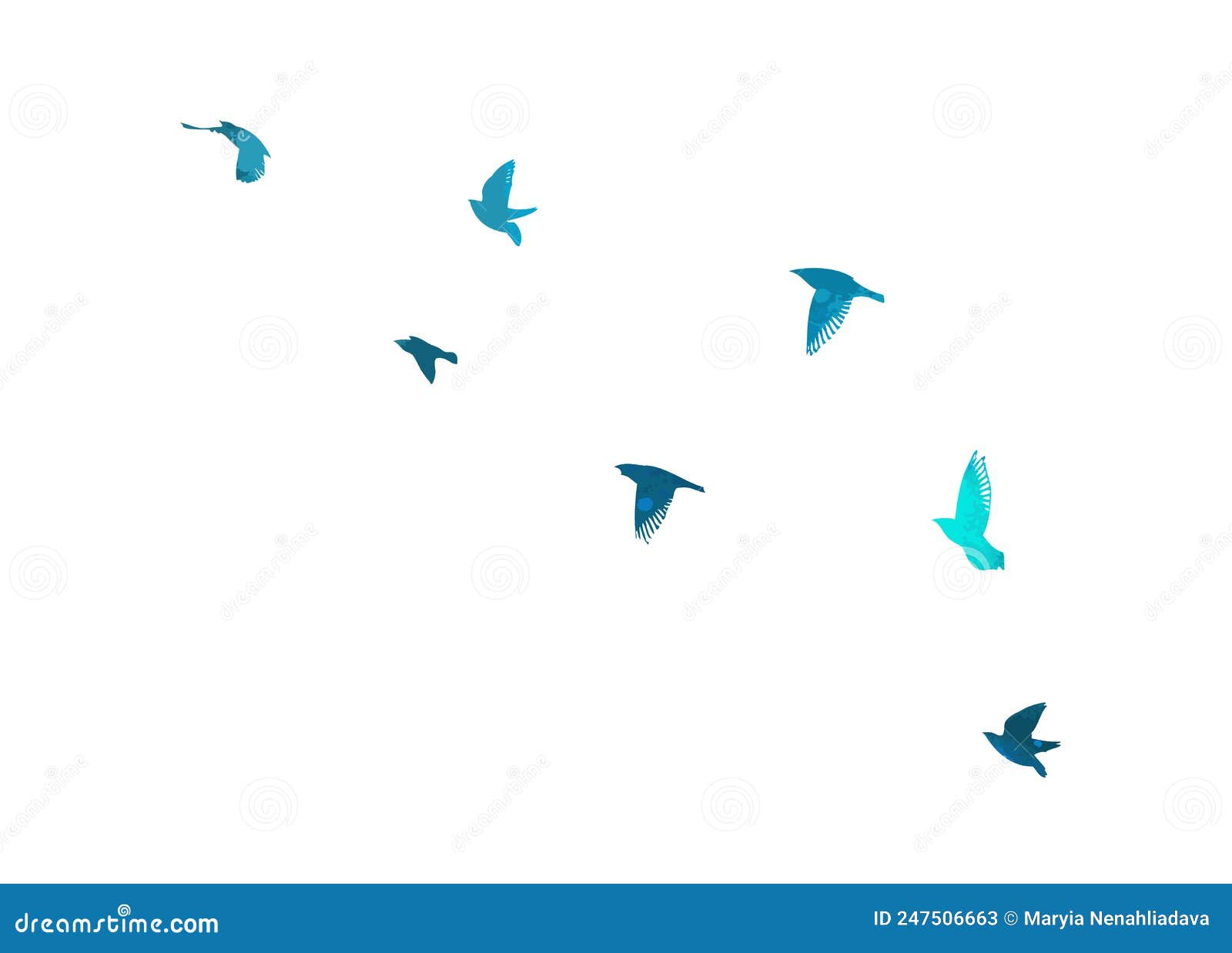 A Flock of Blue Birds. Vector Illustration Stock Vector - Illustration ...
