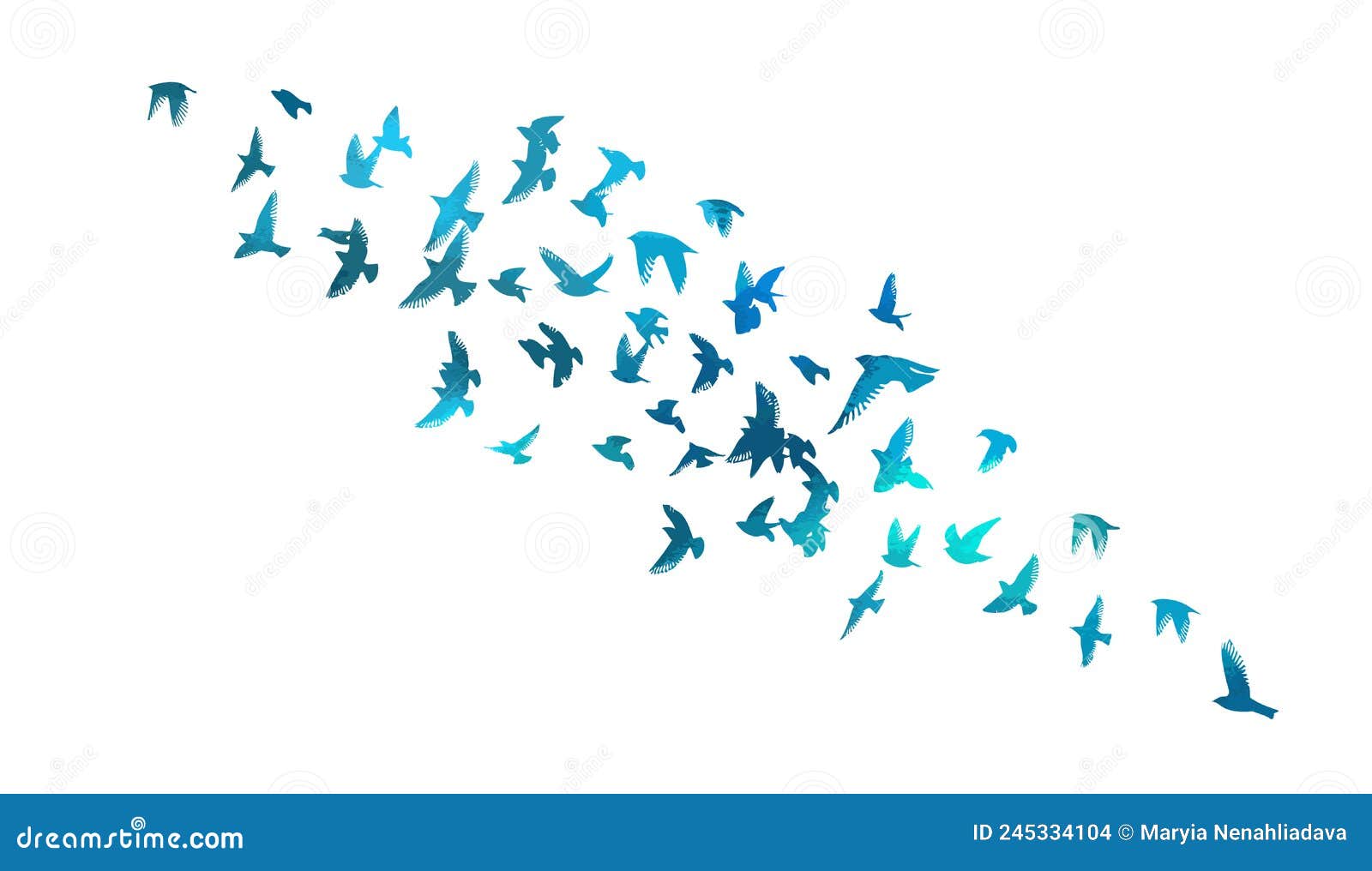 A Flock of Blue Birds. Vector Illustration Stock Vector - Illustration ...