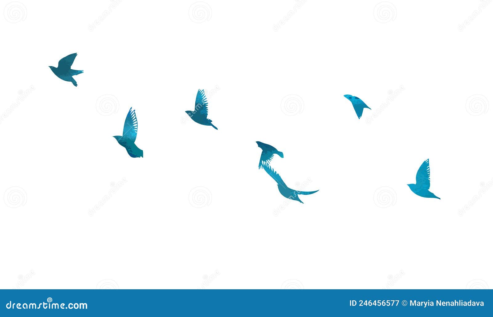 A Flock of Blue Birds. Vector Illustration Stock Vector - Illustration ...