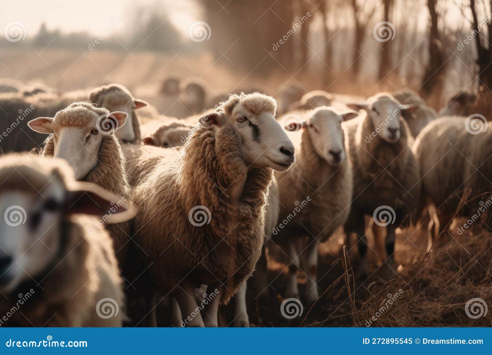 Flock of Sheep Farm Animals Generative AI Stock Illustration ...