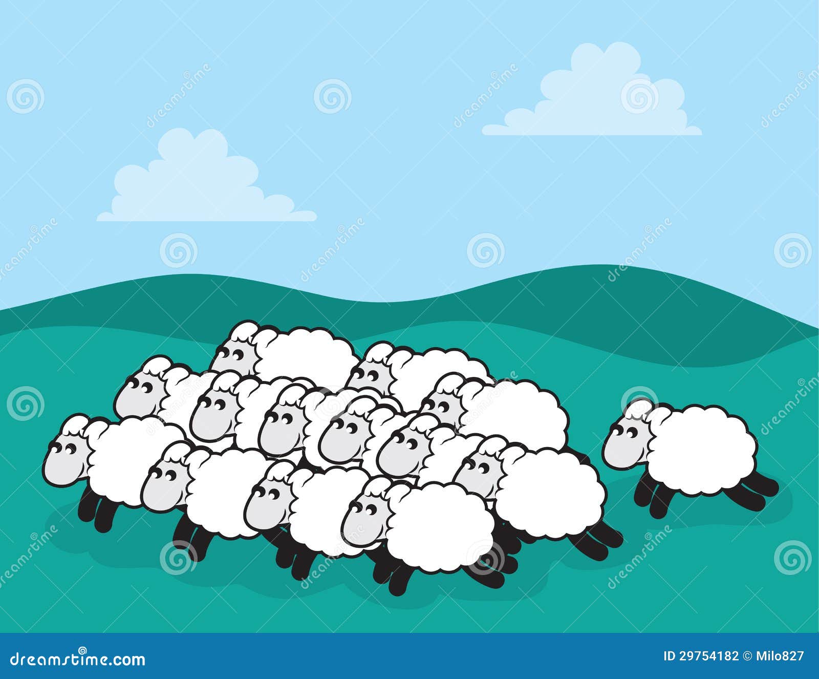Sheep Flock stock vector. Illustration of cartoon, nature - 29754182