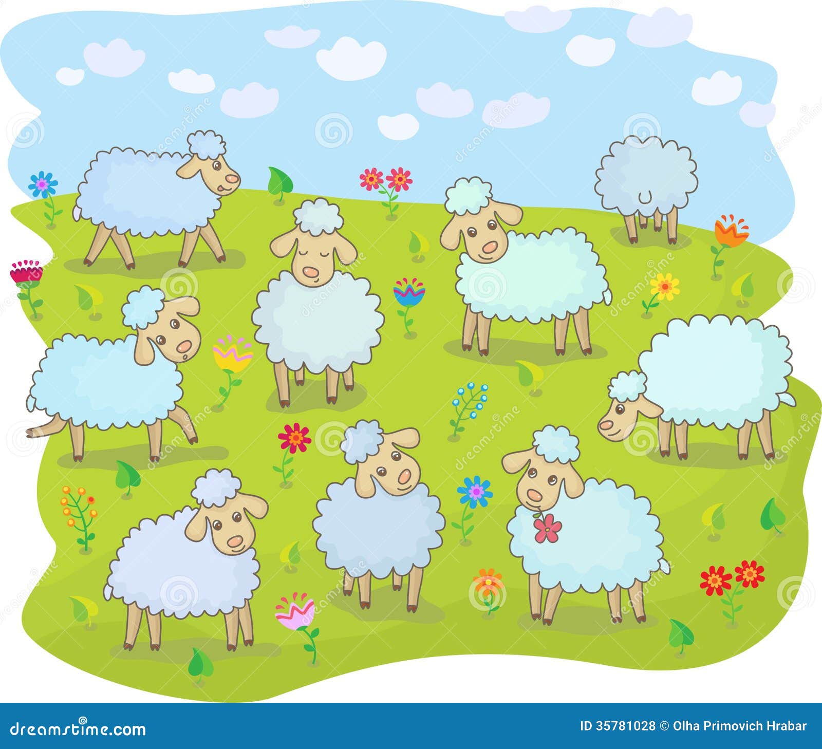 Flock of sheep stock vector. Illustration of animal, grass - 35781028