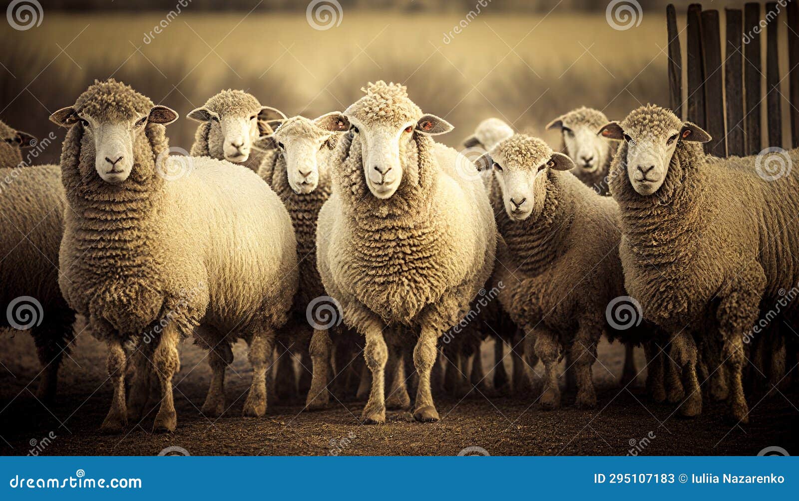 A Flock of Sheep in a Pen. AI Generated Stock Image - Image of ...