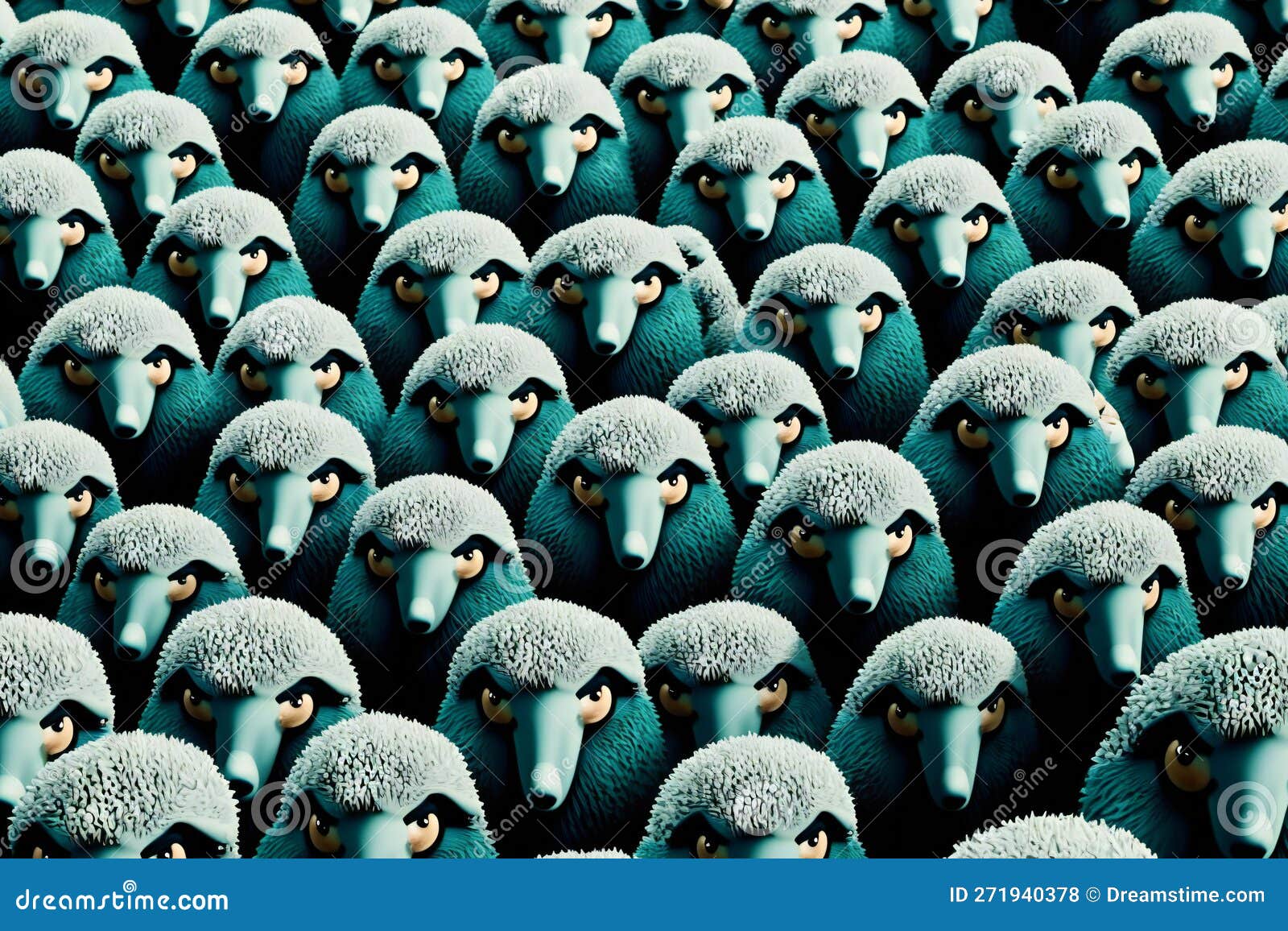 Flock Sheep Staring in the Same Direction, Animals, Farm Stock ...