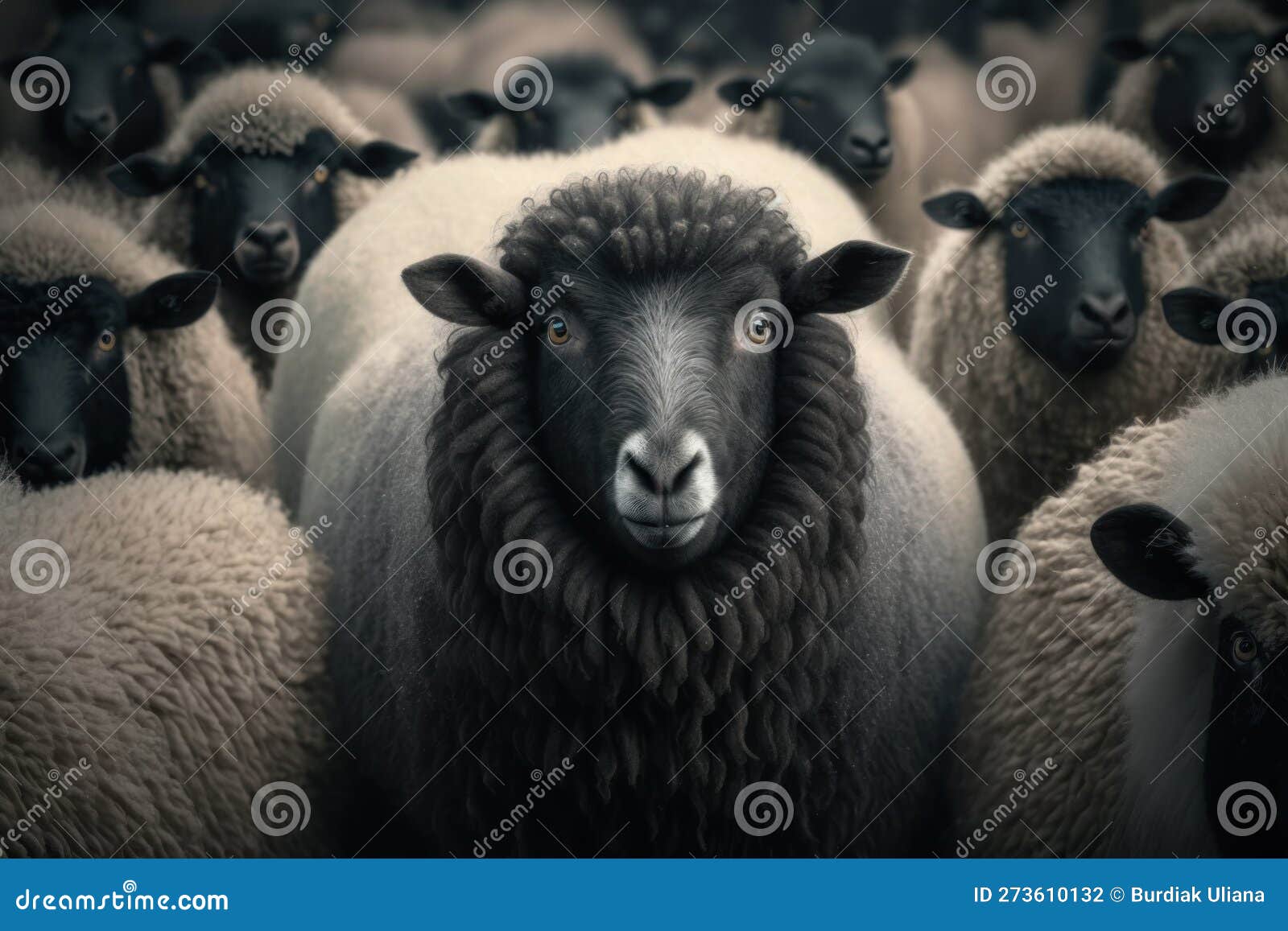Flock of Sheeps on Farm, Generative AI Stock Illustration ...