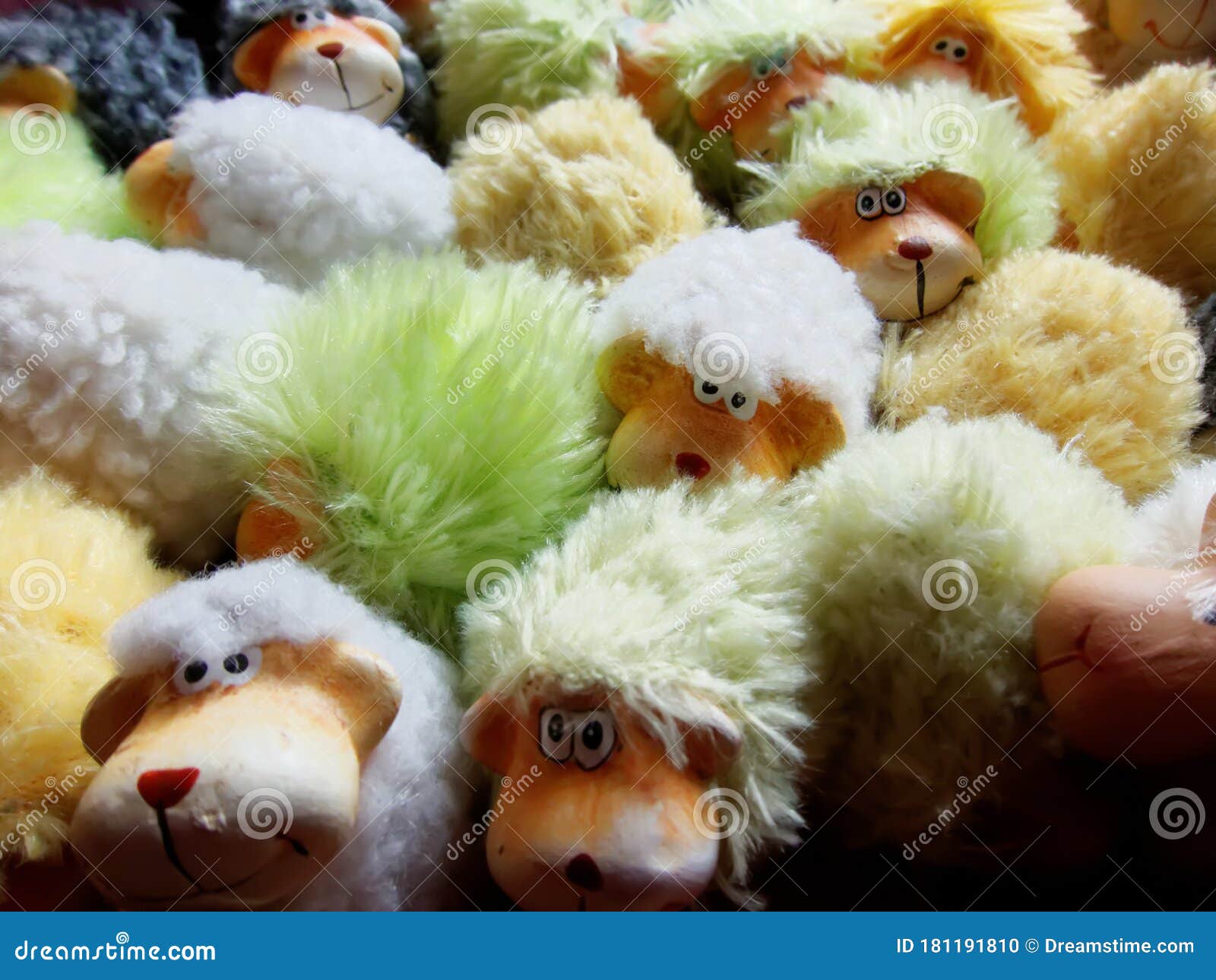 A Flock of Toy Fluffy Sheep Stock Photo - Image of soft, white: 181191810