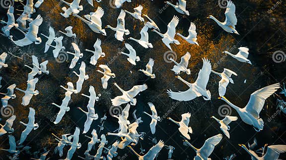 A Flock of White Birds Flying in the Air Stock Image - Image of white ...