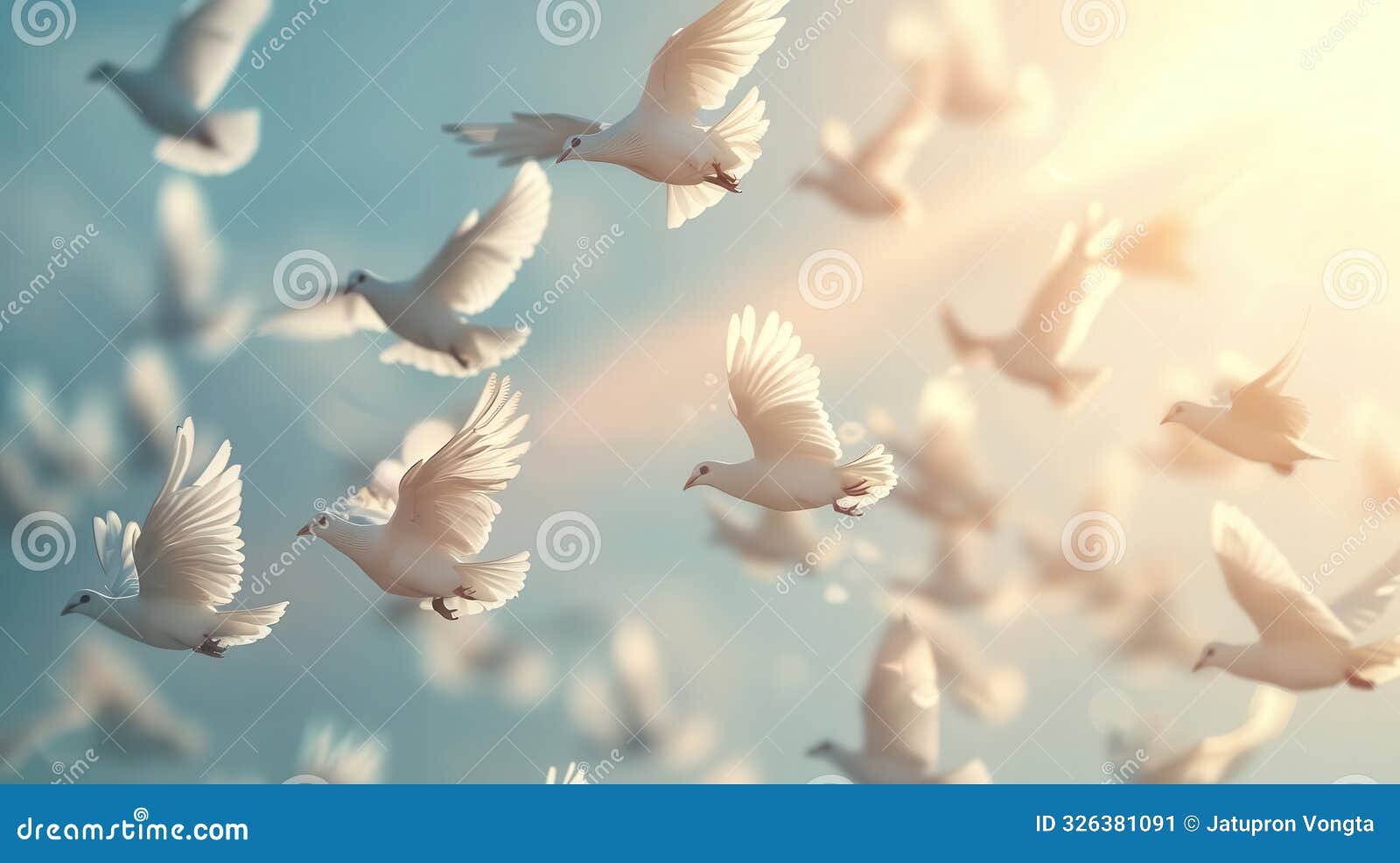 A Flock of White Doves is Flying in the Sky Stock Image - Image of dive ...