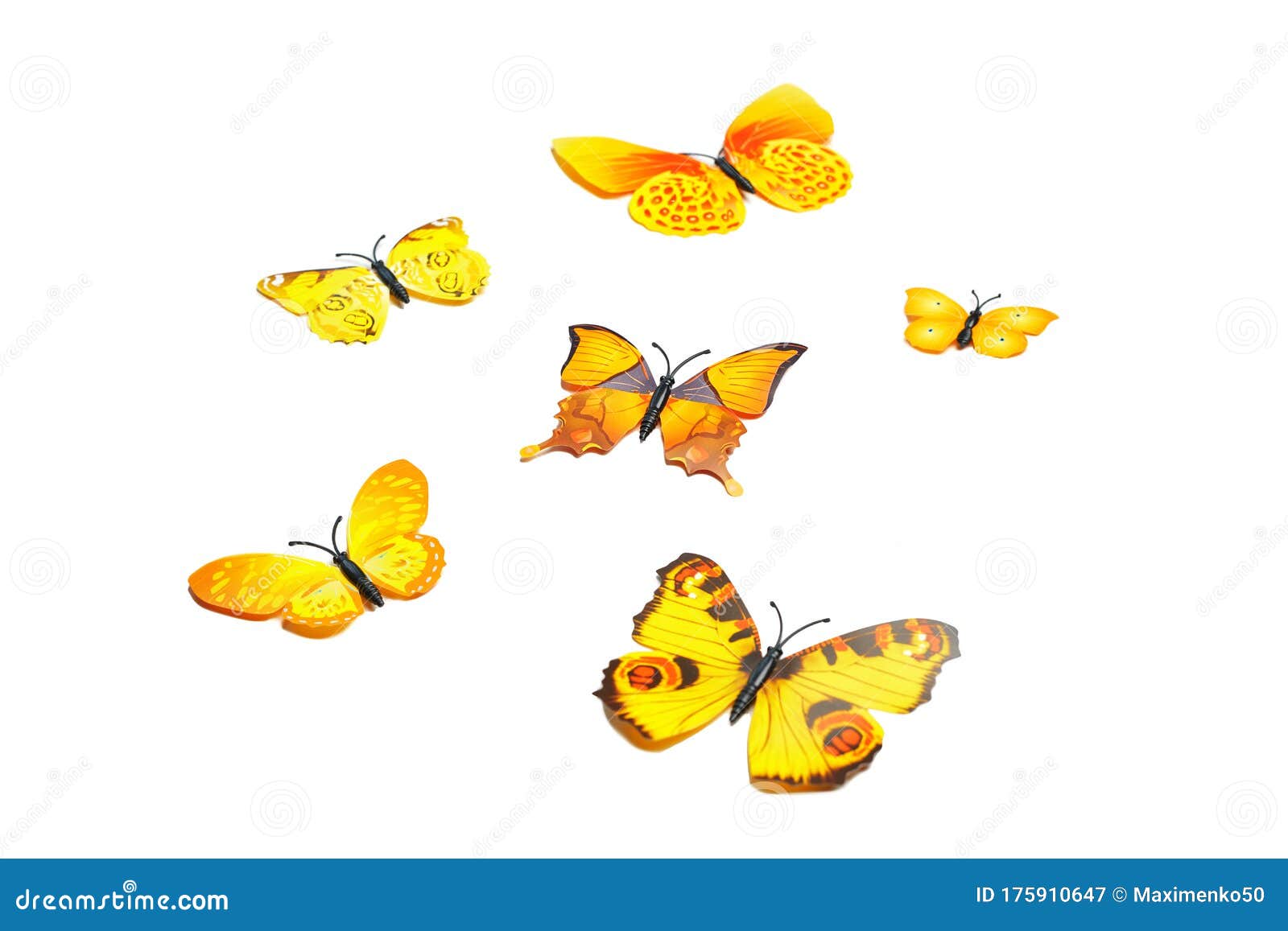 Flock of Yellow Lying Butterflies Isolated on White Stock Image - Image ... Flock of Yellow Lying Butterflies Isolated on White Stock Image - Image ...