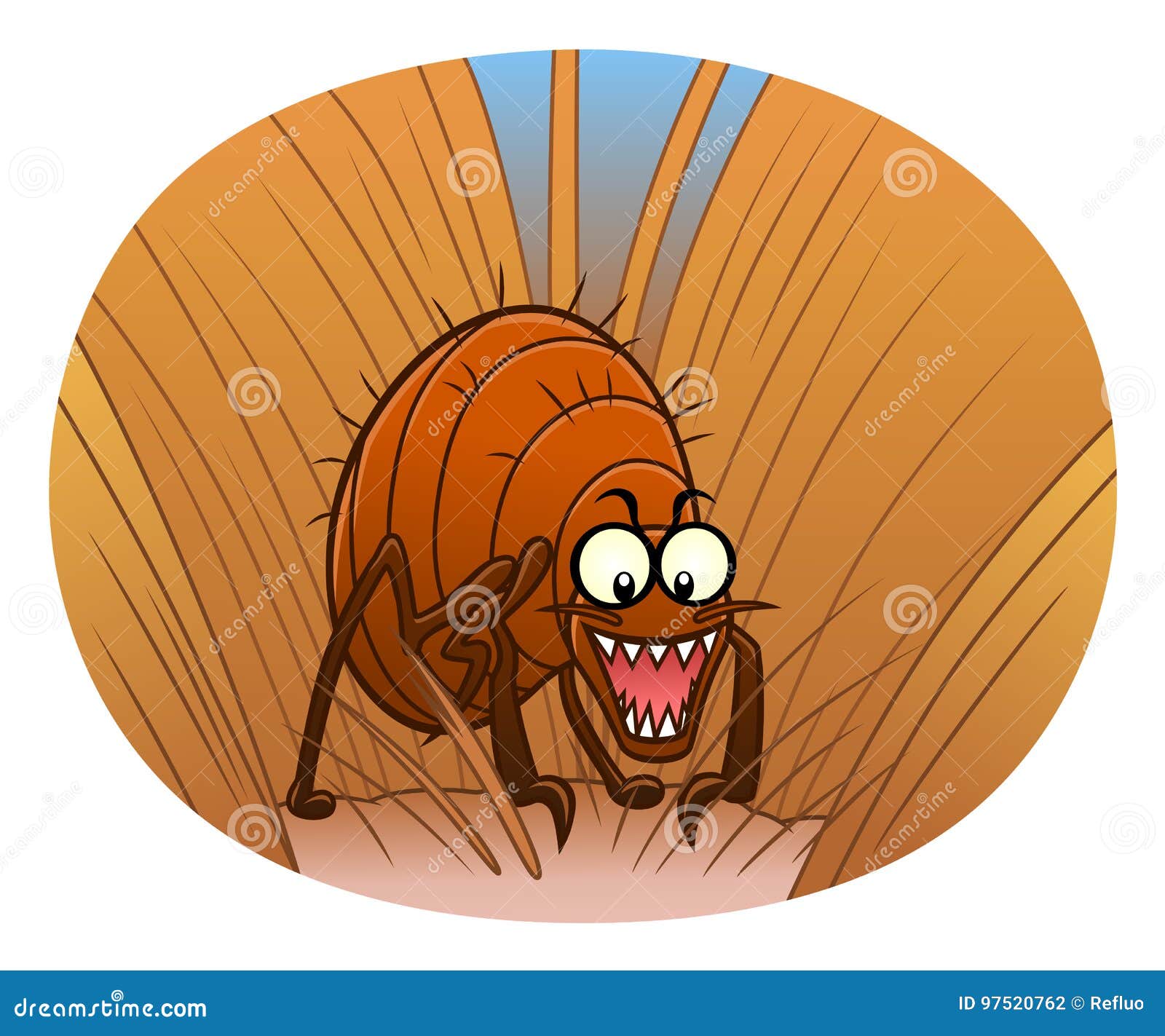 Floh im Tierpelz vektor abbildung. Illustration von karikatur - 97520762