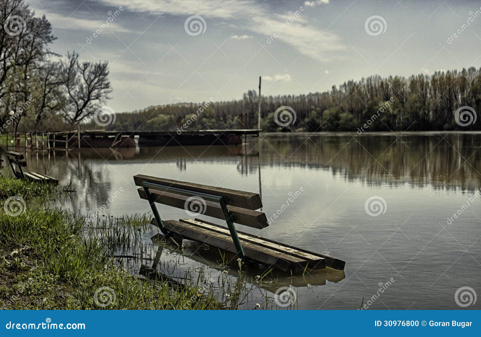 Flood bench stock photo. Image of flood, disaster, landscape - 30976800