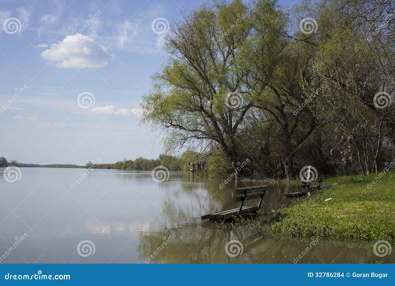 Flood bench stock photo. Image of mirror, flood, flooded - 32786284