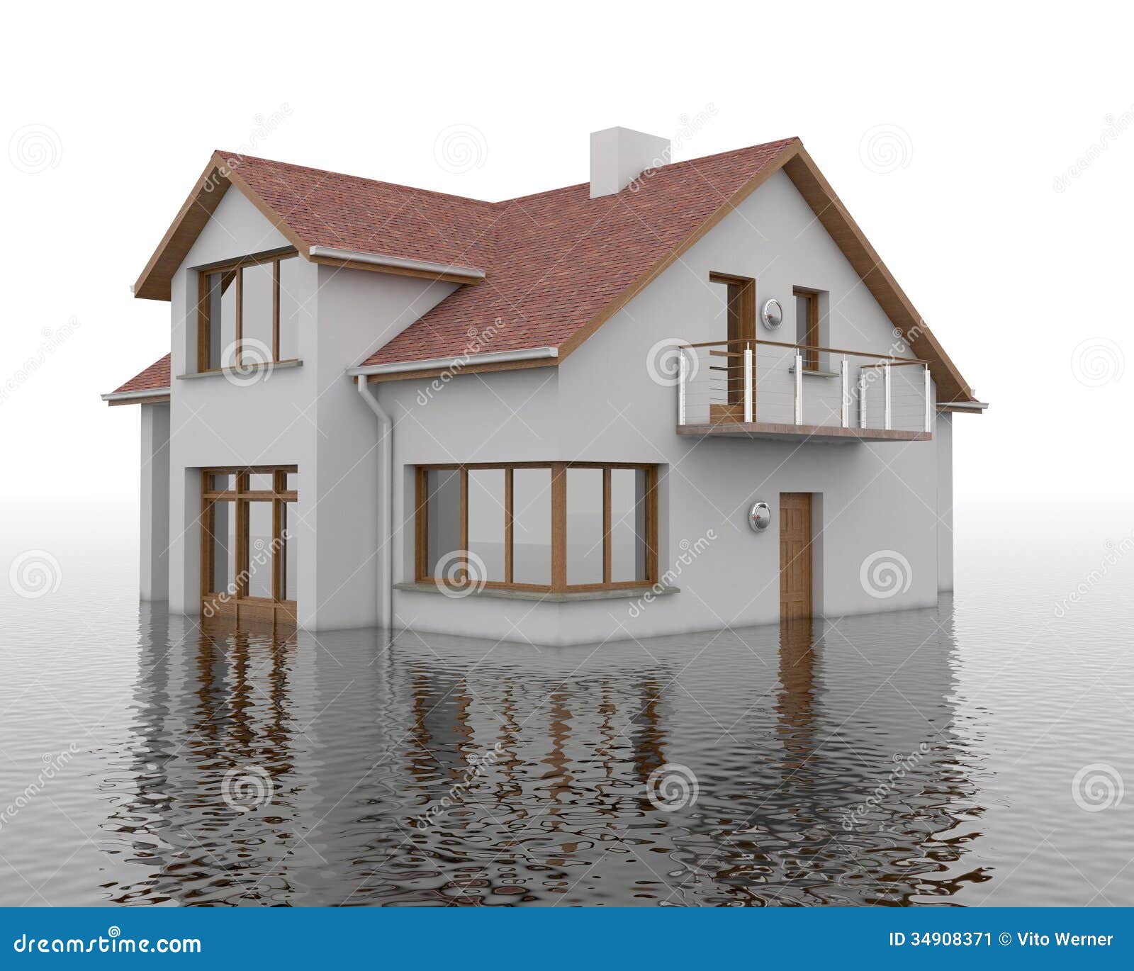 Flood - Building in the Water Stock Illustration - Illustration of ...