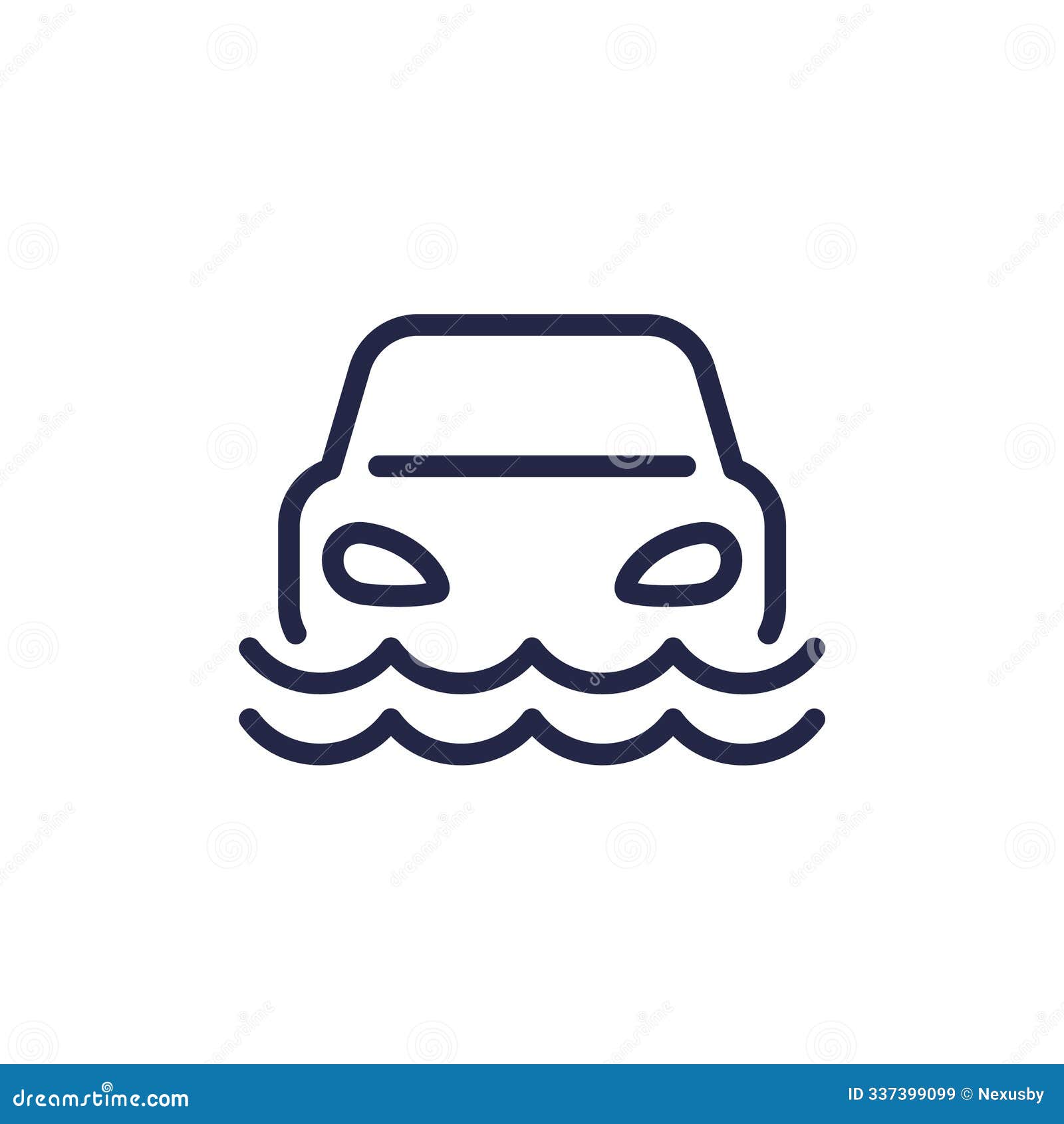 Flood, Car Drowning Line Icon Stock Illustration - Illustration of ...