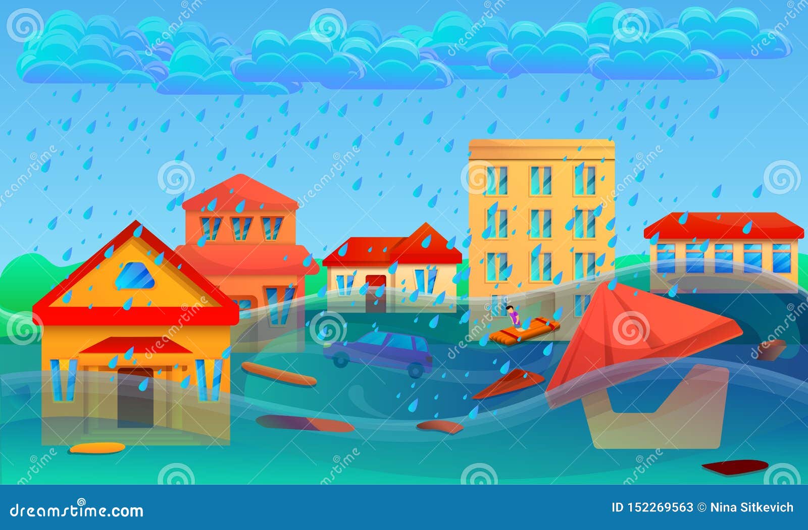 Flood Cartoon Vector Illustration | CartoonDealer.com #183167597