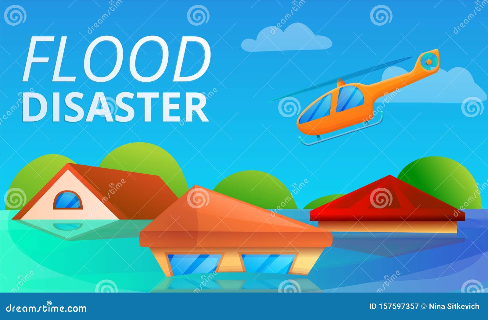 Flood Disaster Concept Banner, Cartoon Style Stock Vector ... Flood Disaster Concept Banner, Cartoon Style Stock Vector ...