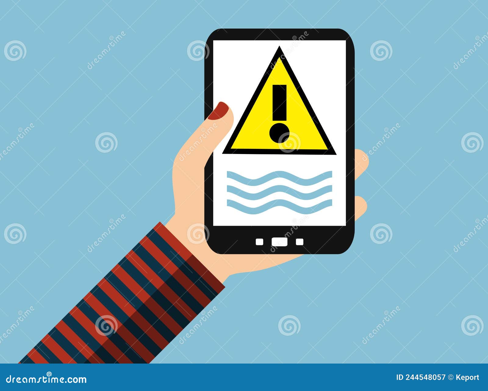 Flood or Heavy Rain Warning on Smartphone Stock Illustration ...
