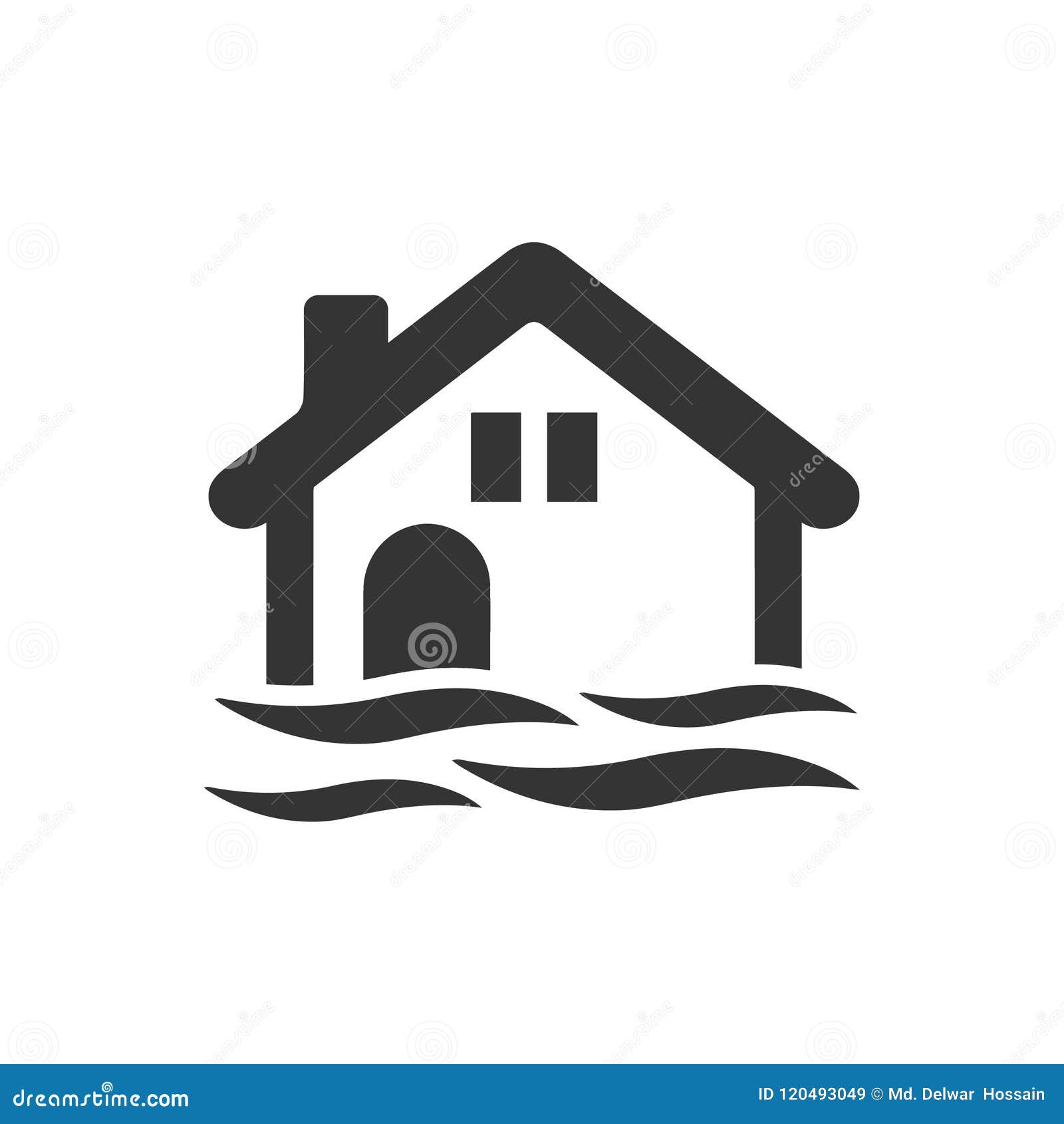 Flood Icon stock vector. Illustration of vector, damage - 120493049