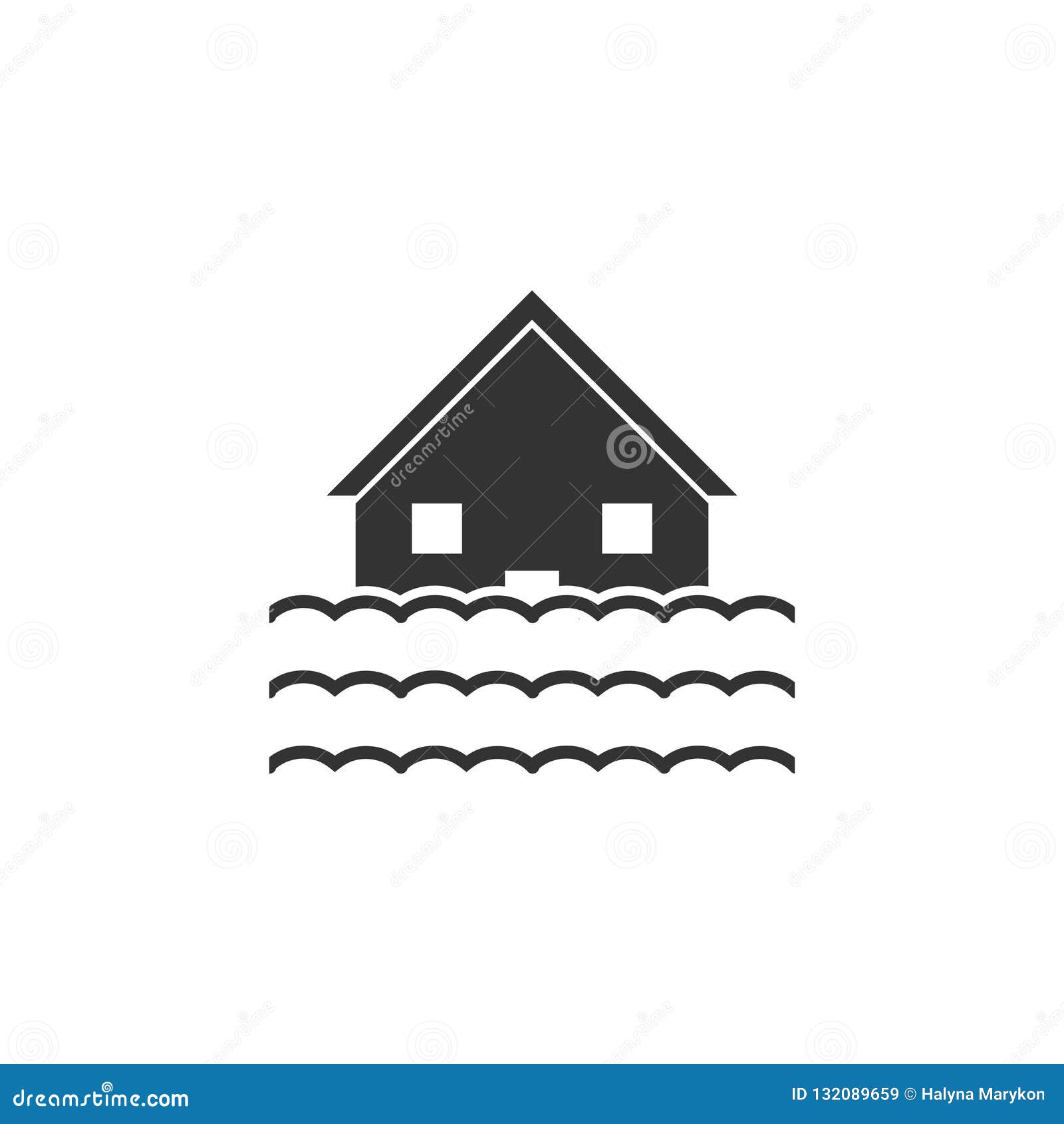 Flood Black Icon, Vector Sign On Isolated Background. Flood Concept ...