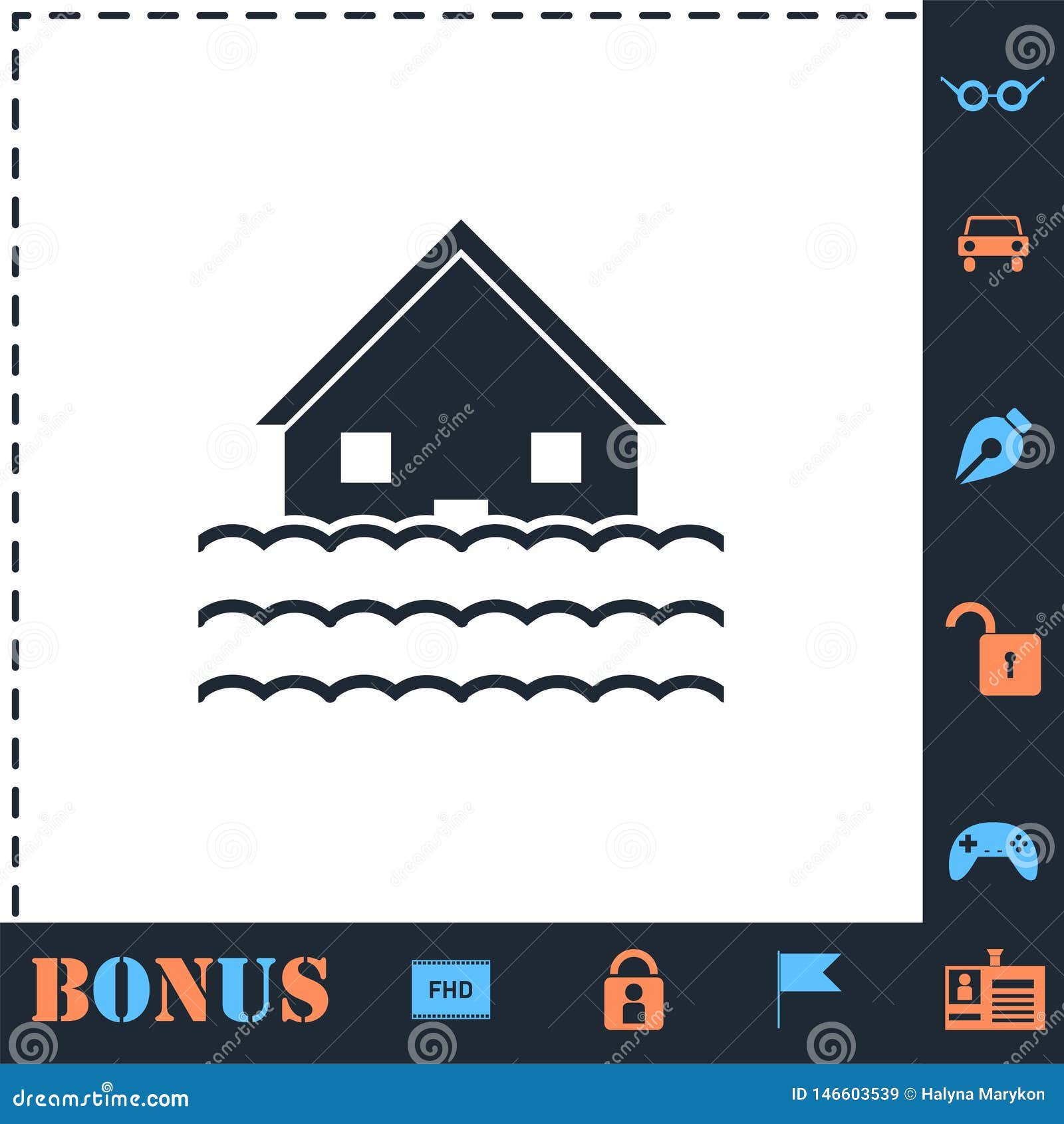 Flood icon flat stock vector. Illustration of cloud - 146603539