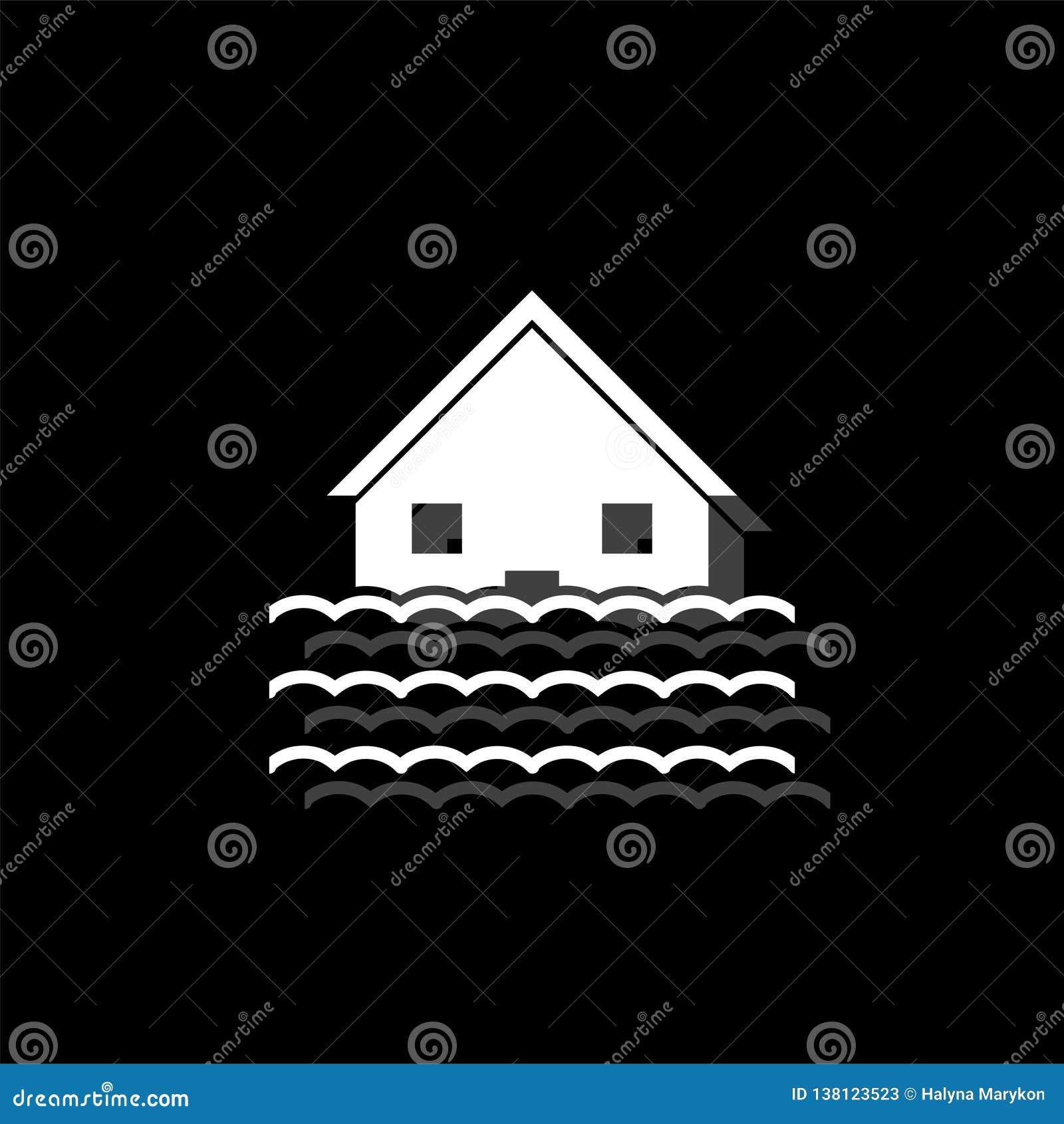 Flood icon flat stock illustration. Illustration of hand - 138123523