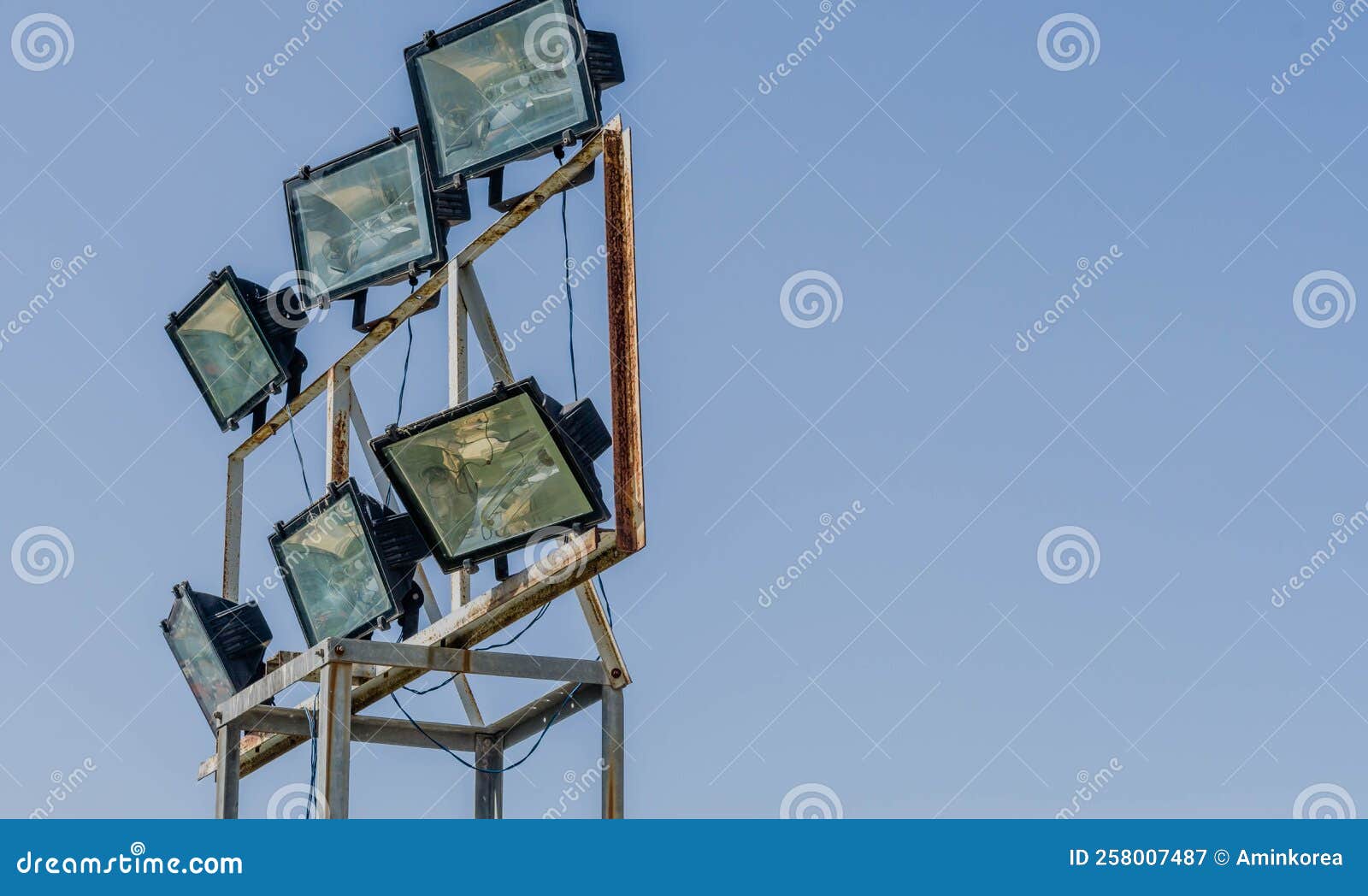 Flood Lights Mounted on Metal Frame Stock Image - Image of lamp, high ...