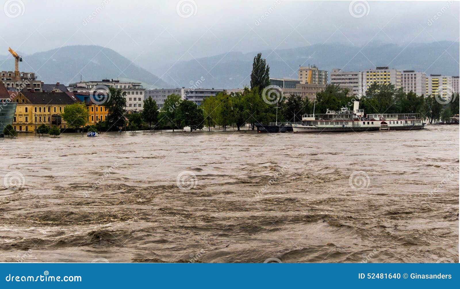 Flood 2013 linz, austria stock photo. Image of harm, event - 52481640