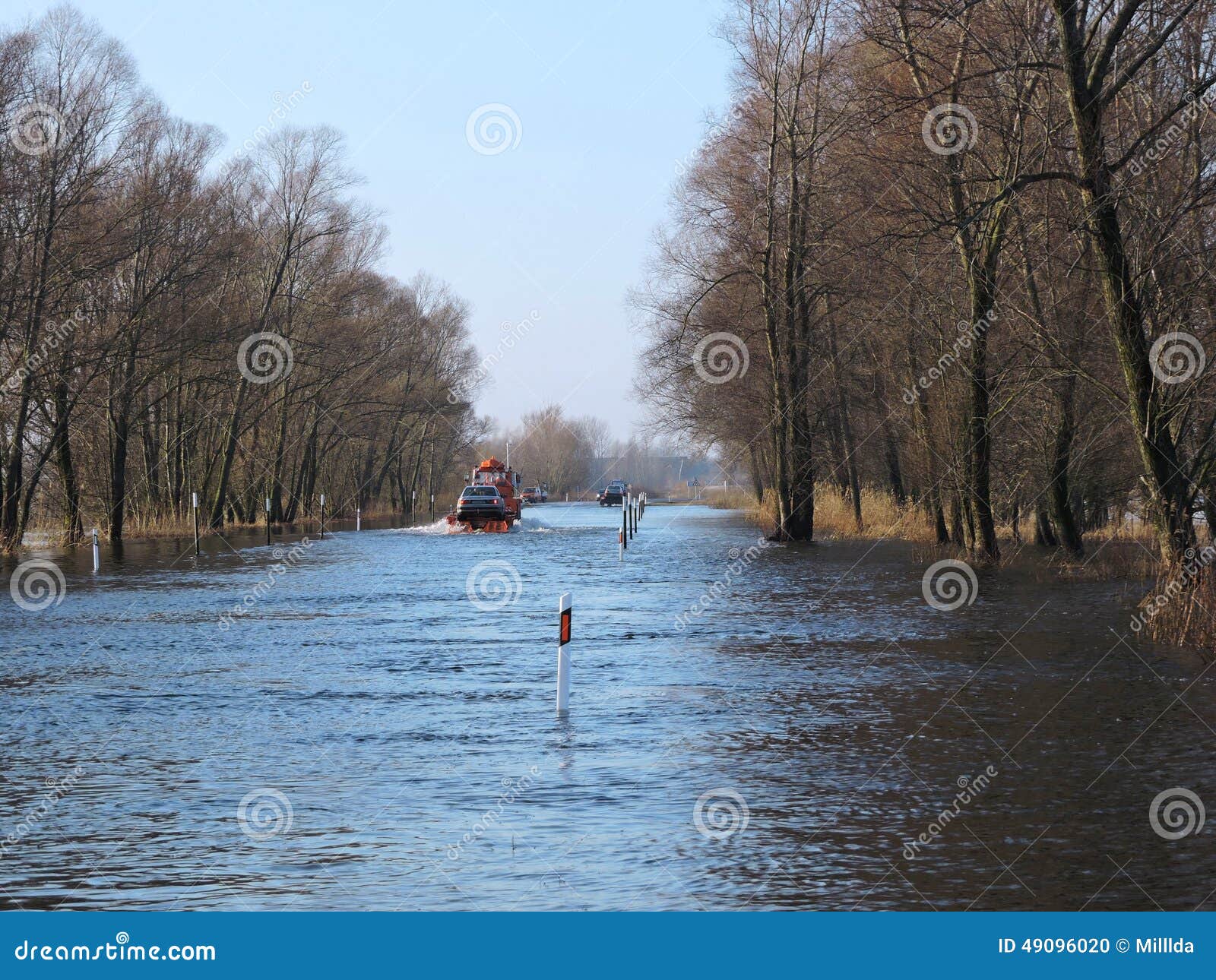 Flood in Lithuania stock photo. Image of transport, plant - 49096020