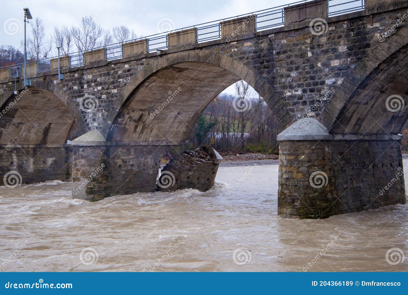Flood of the Panaro River Breaking of the Pillars of the Samone Bridge ...