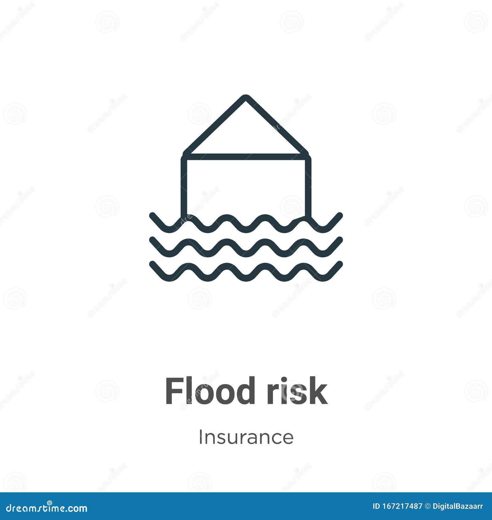Flood Risk Outline Vector Icon. Thin Line Black Flood Risk Icon, Flat ...